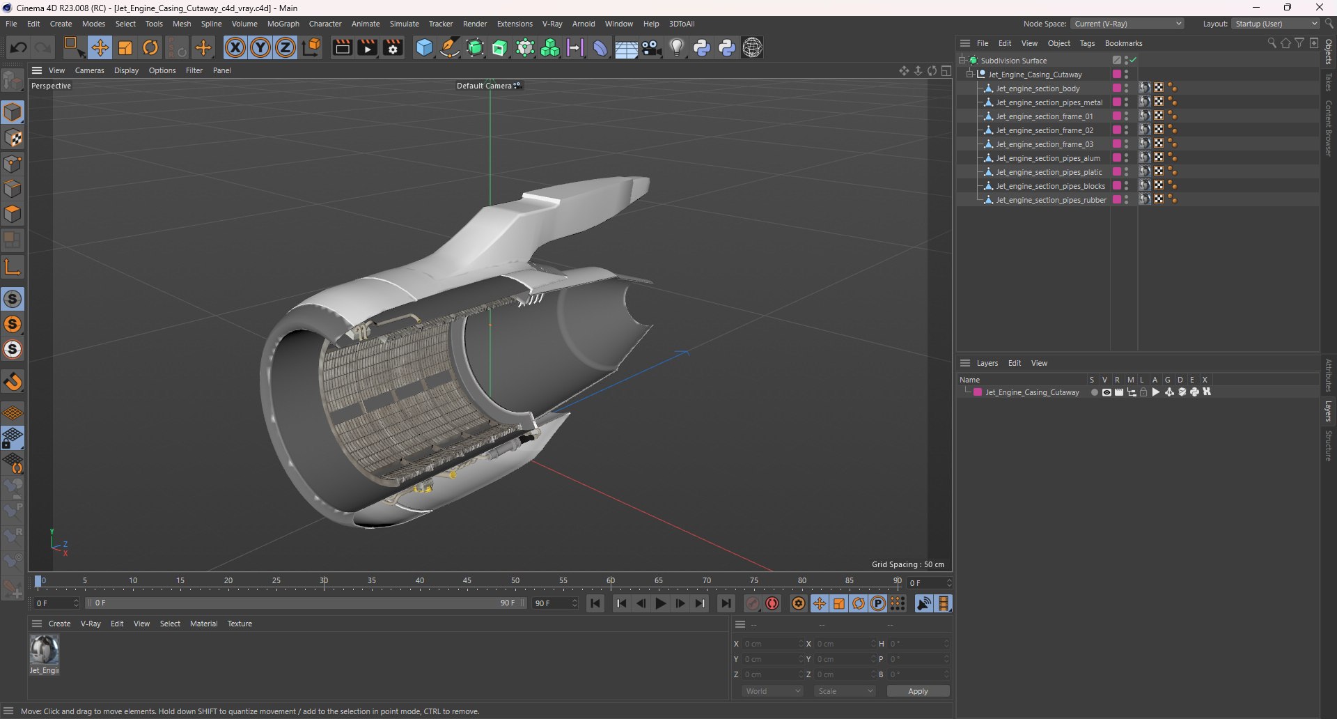Jet Engine Casing Cutaway 3D Model - TurboSquid 2381031