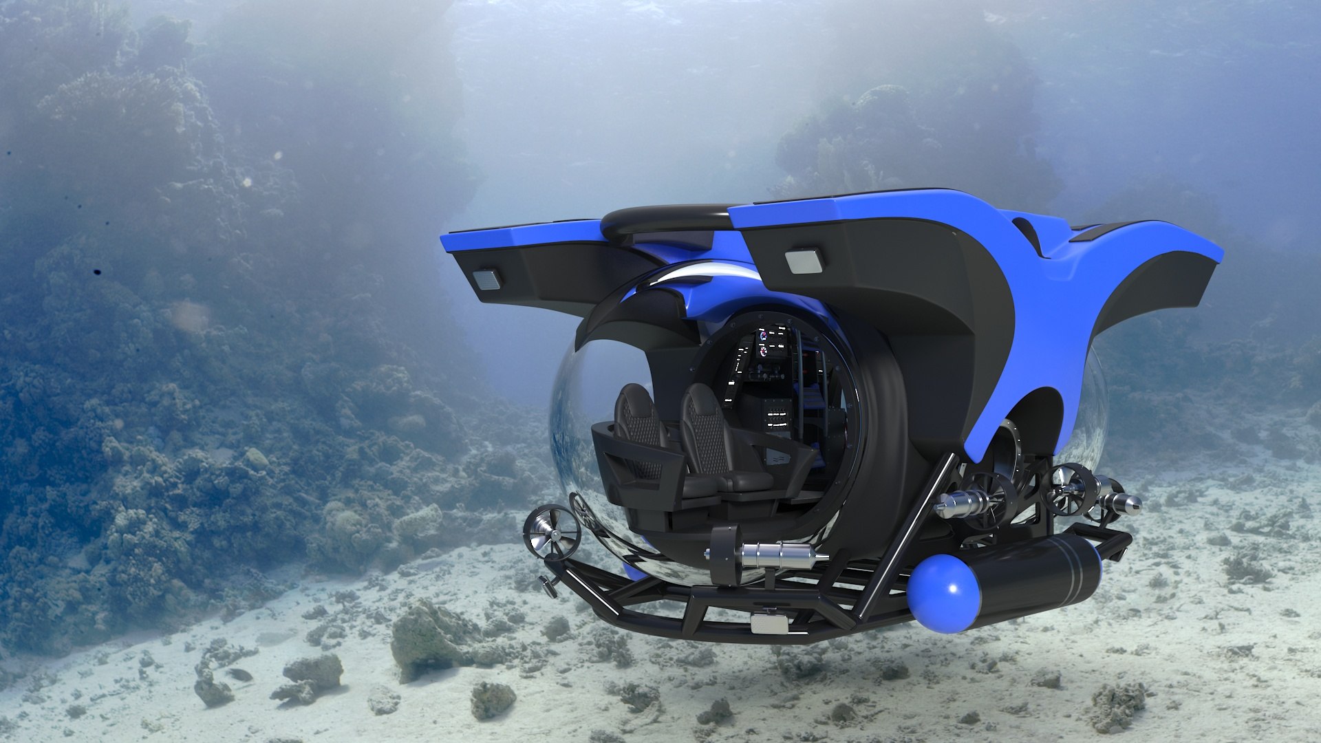 Tourist Deep Sea Submarine Blue 3D - TurboSquid 2256880