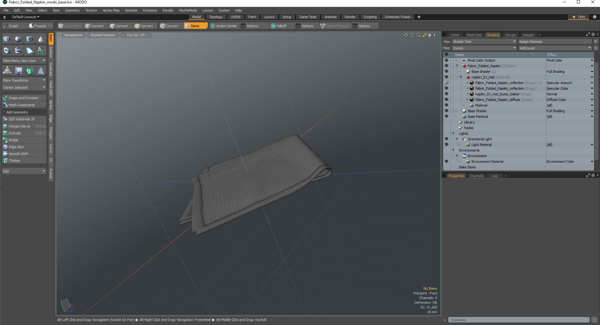 3D Fabric Folded Napkin Model - TurboSquid 2241552