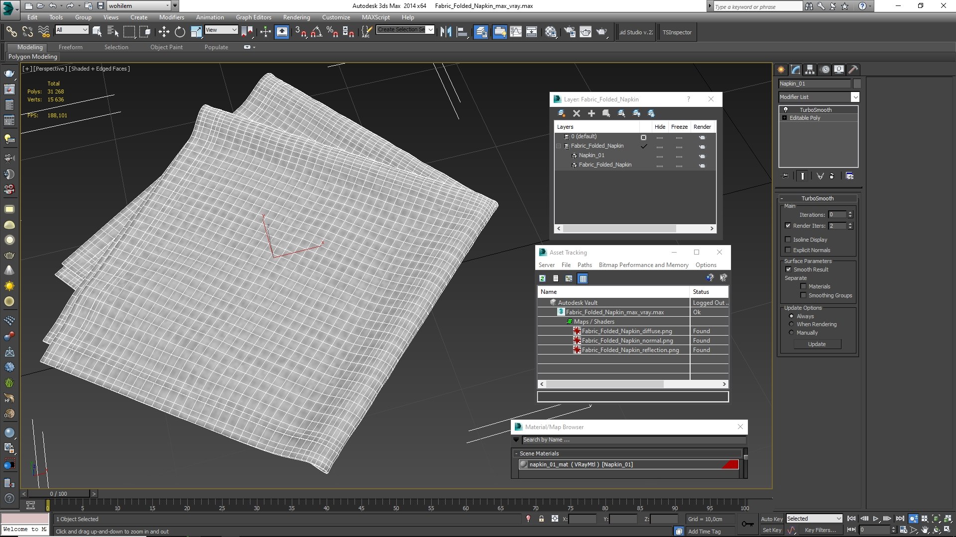 3D Fabric Folded Napkin Model - TurboSquid 2241552