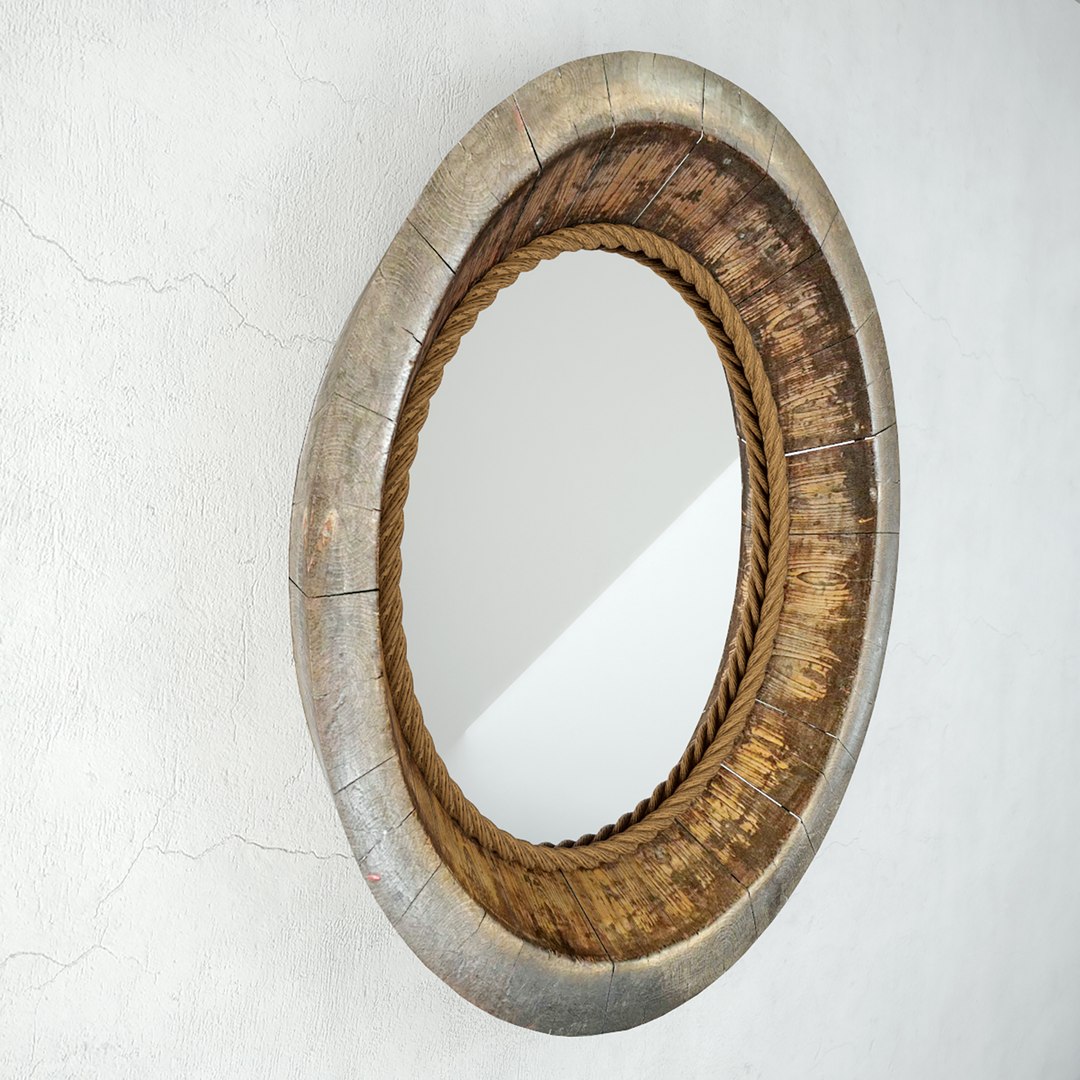 3D Vintage Wood Barrel Bowl Mirror - TurboSquid 2126858