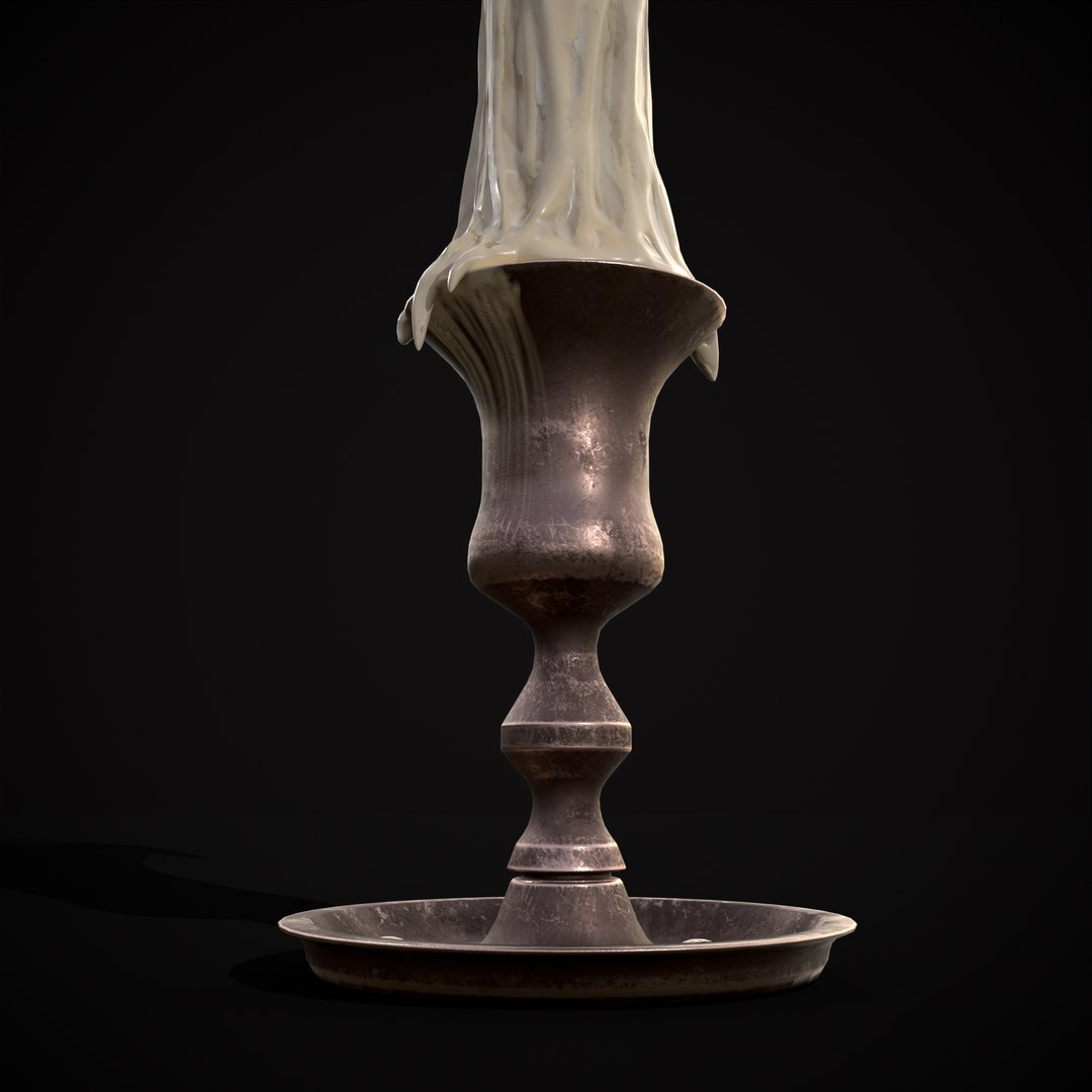 3D Brass Taper Melted Candle model - TurboSquid 2097319