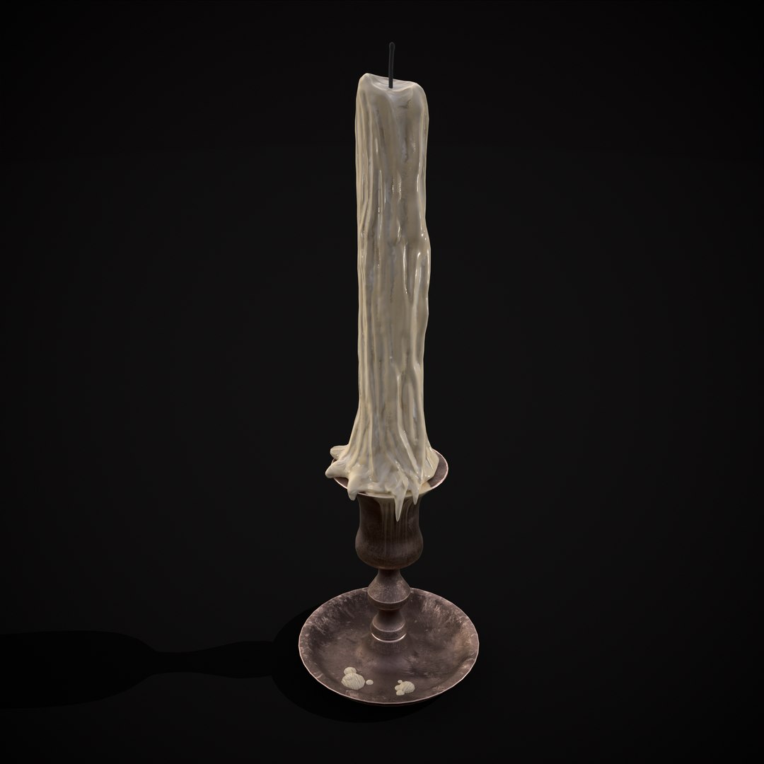 3D Brass Taper Melted Candle model - TurboSquid 2097319