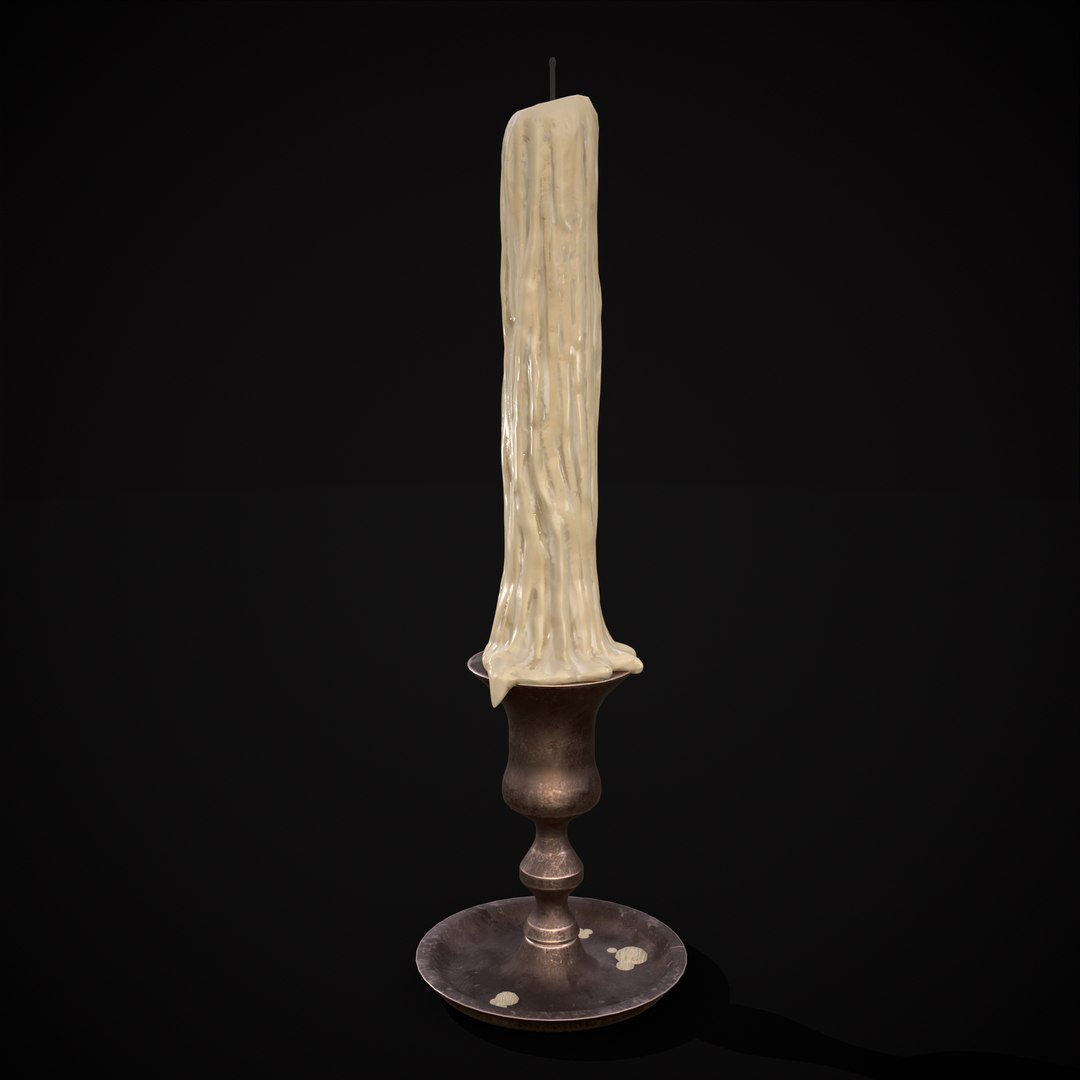 3D Brass Taper Melted Candle model - TurboSquid 2097319