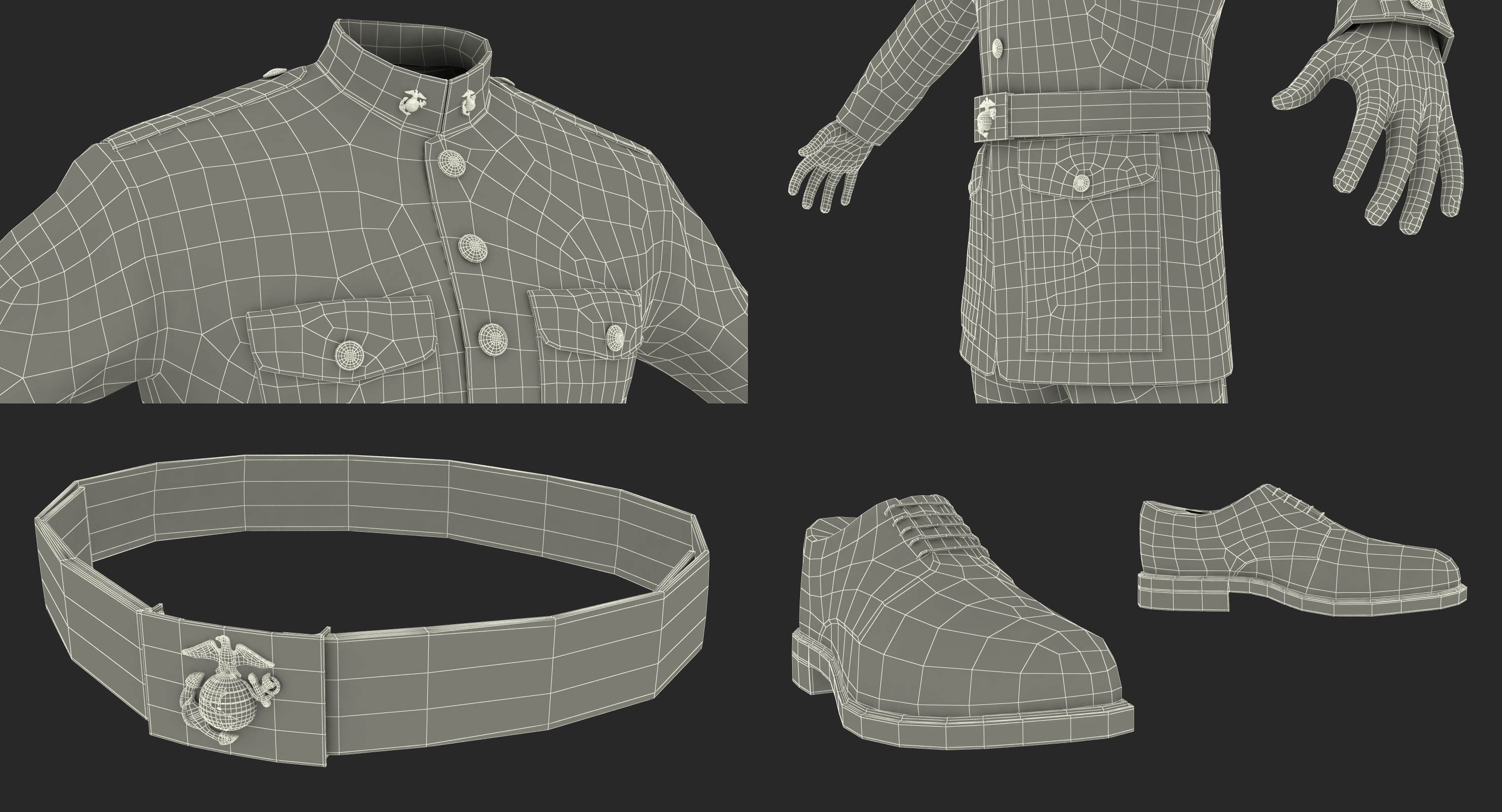 3D usmc marine officer uniform model - TurboSquid 1179548