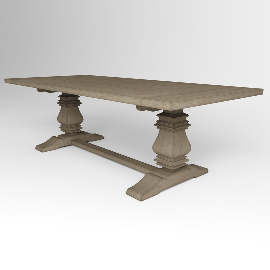 3d Model Salvaged Trestle Wood Tables