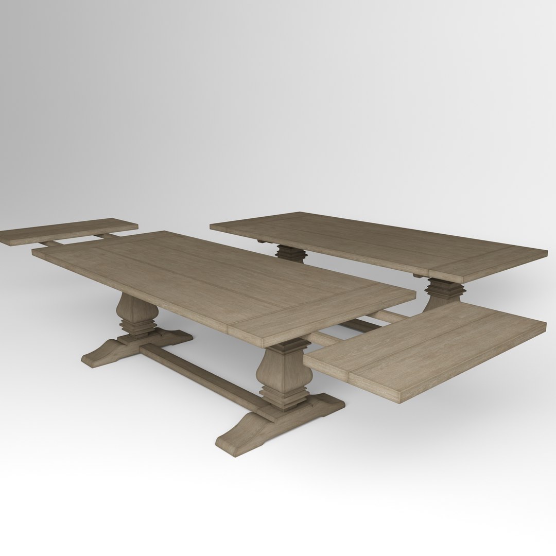 3d Model Salvaged Trestle Wood Tables