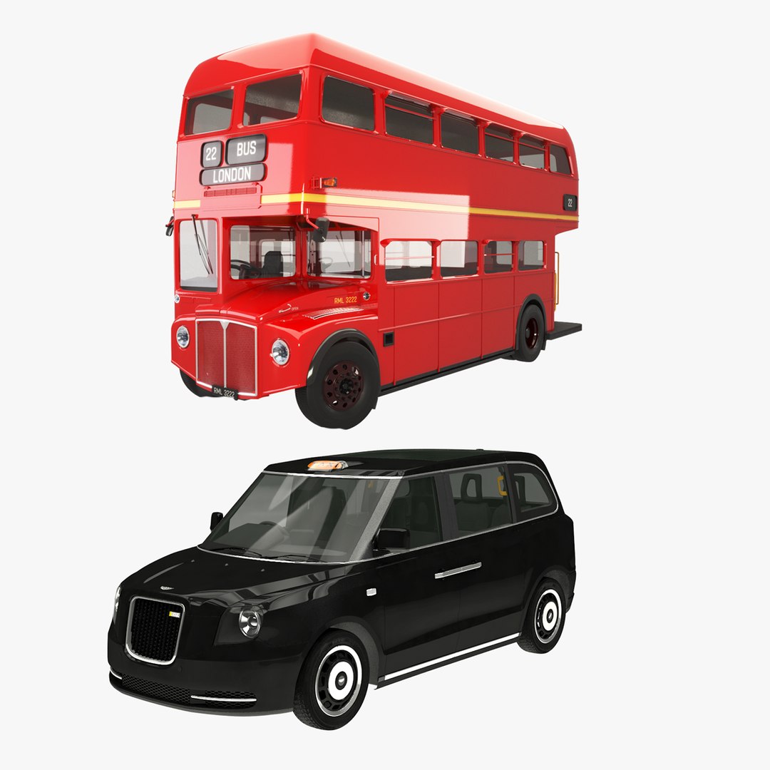3D Classic London Bus And Taxi Model - TurboSquid 2324635
