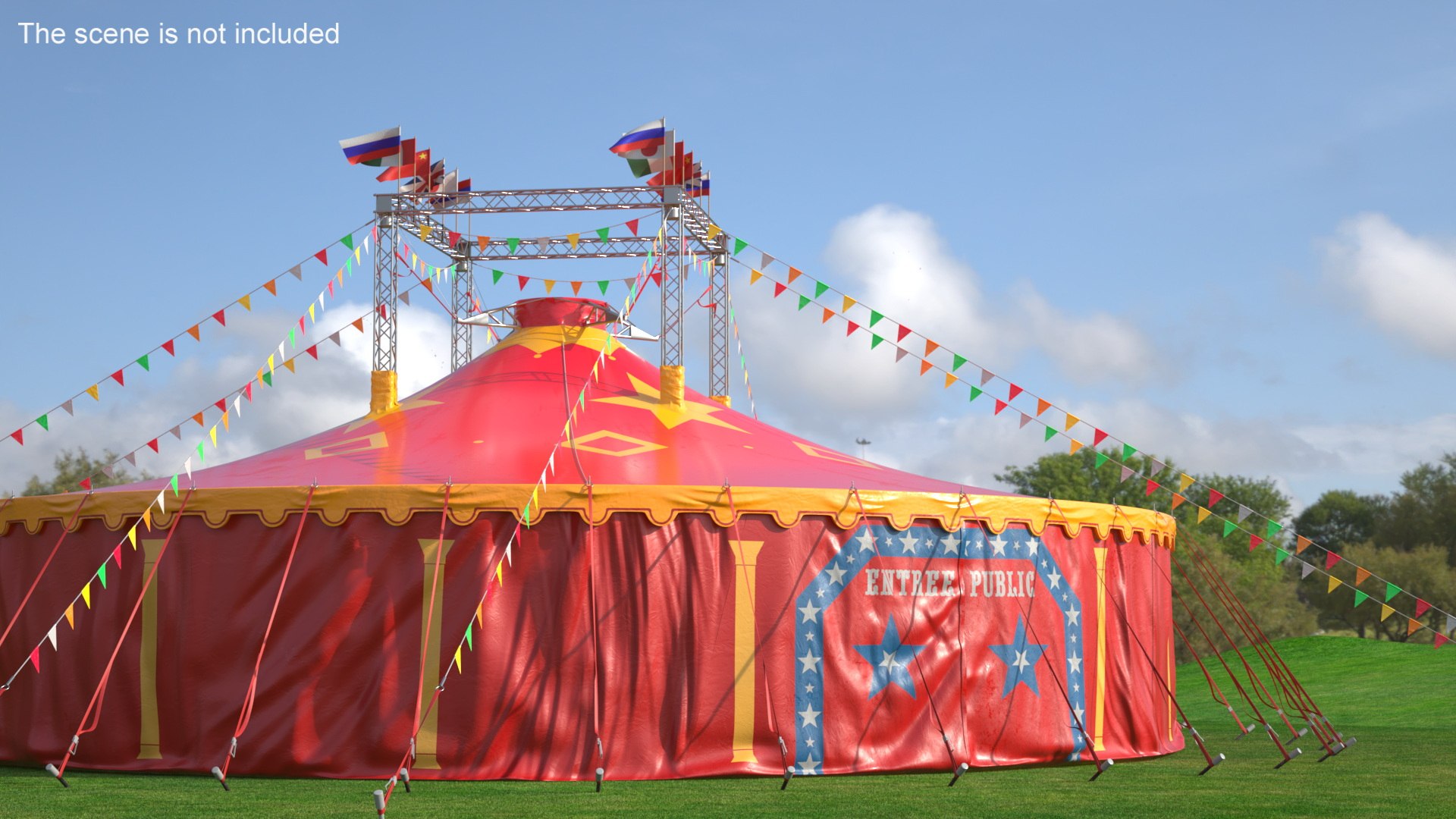 3D Model Amusement Park Circus Tent On Grass With Fur - TurboSquid 2295125