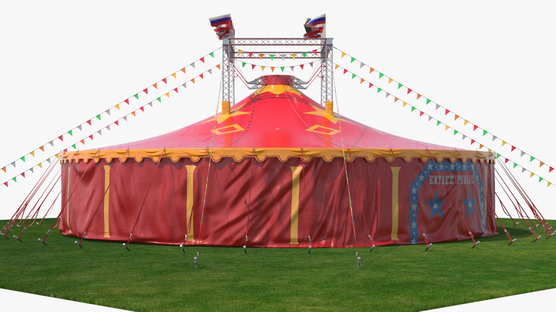 3D Model Amusement Park Circus Tent On Grass With Fur - TurboSquid 2295125