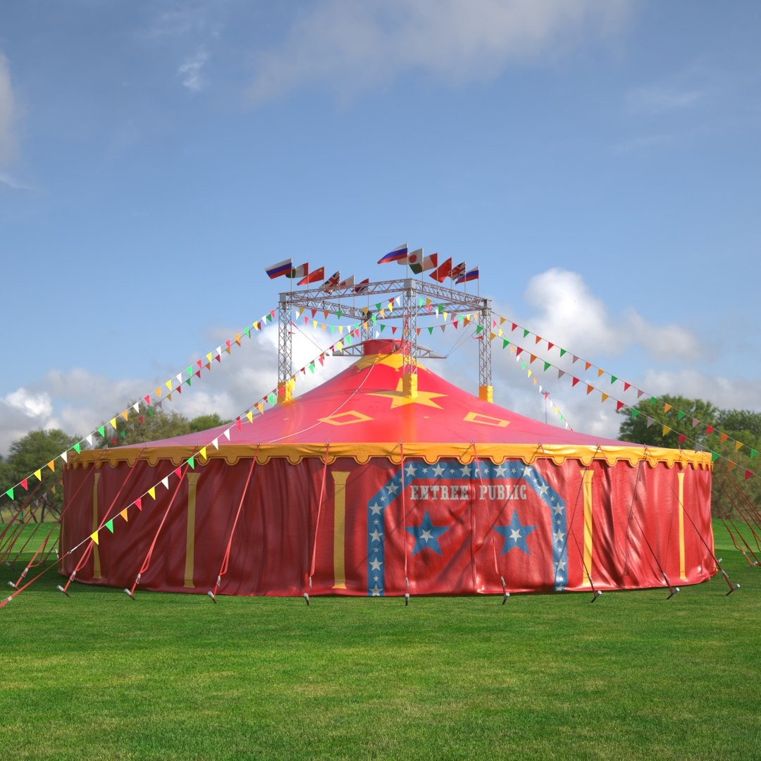 3D Model Amusement Park Circus Tent On Grass With Fur - TurboSquid 2295125
