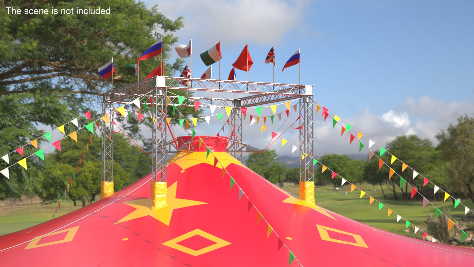 3D Model Amusement Park Circus Tent On Grass With Fur - TurboSquid 2295125