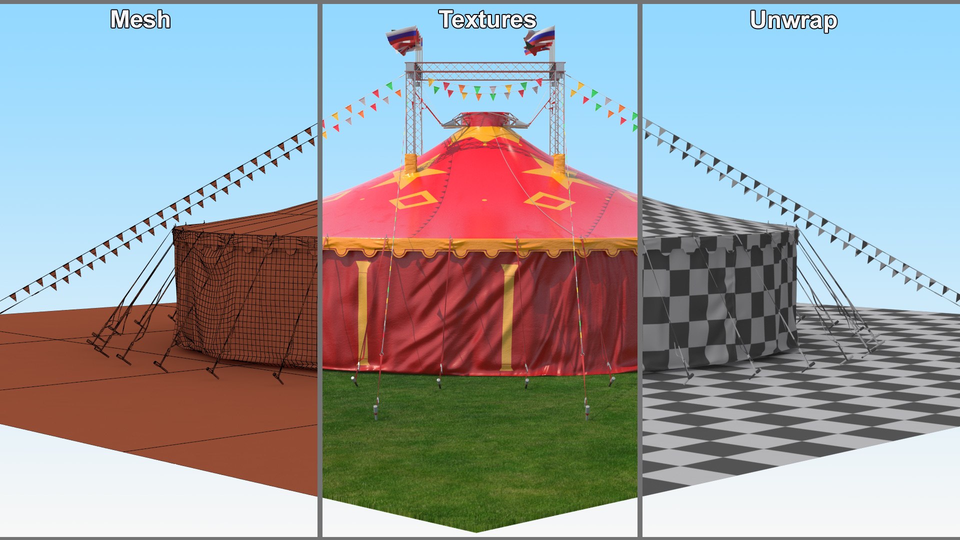3D Model Amusement Park Circus Tent On Grass With Fur - TurboSquid 2295125