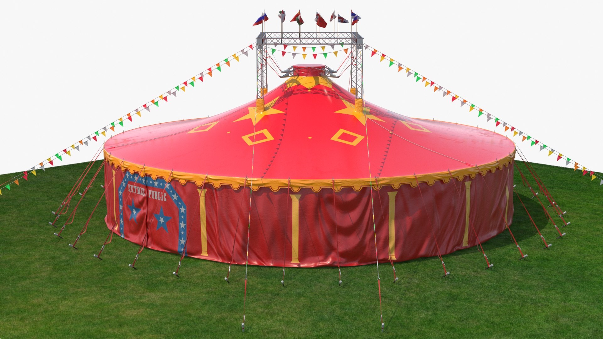3D Model Amusement Park Circus Tent On Grass With Fur - TurboSquid 2295125