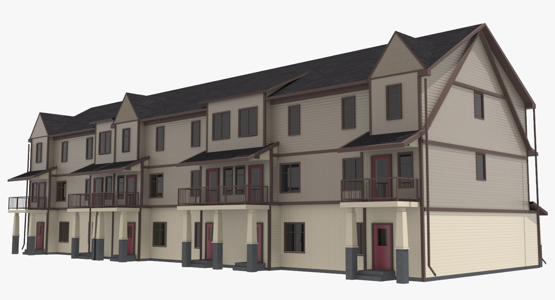 3d Model Townhouse Urban Street