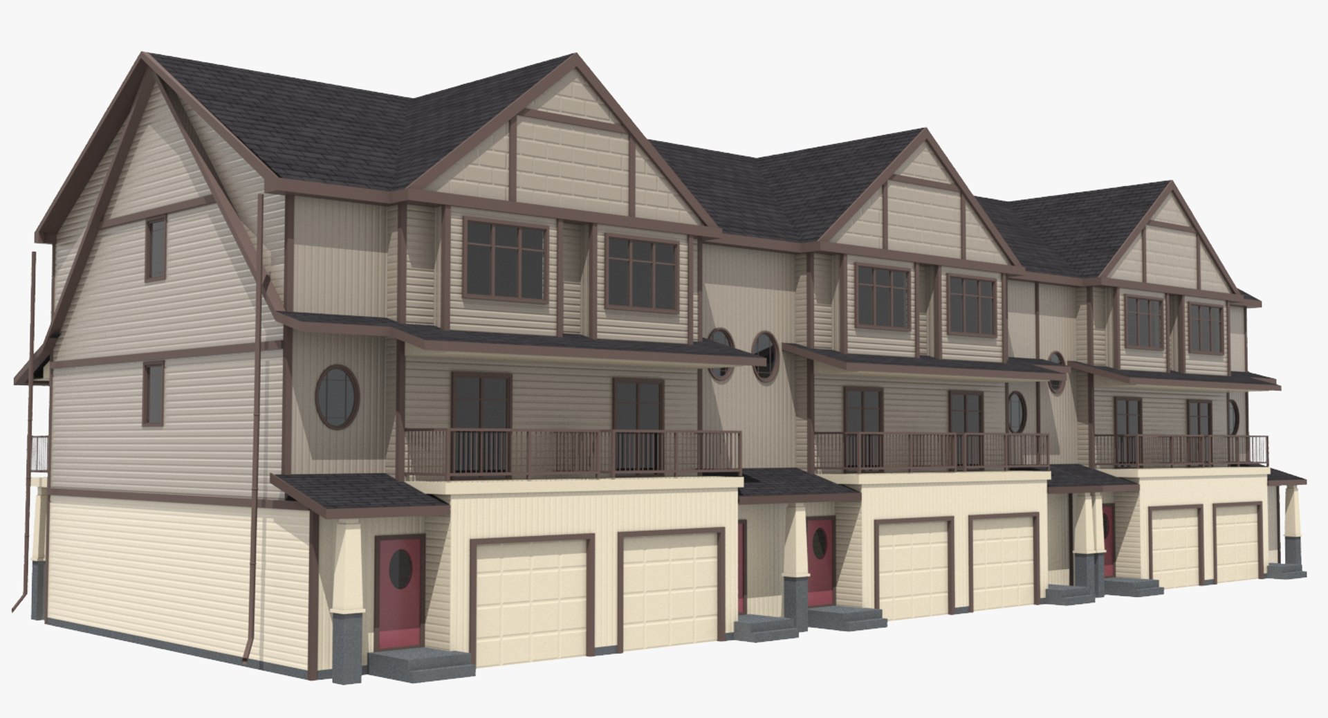 3d Model Townhouse Urban Street