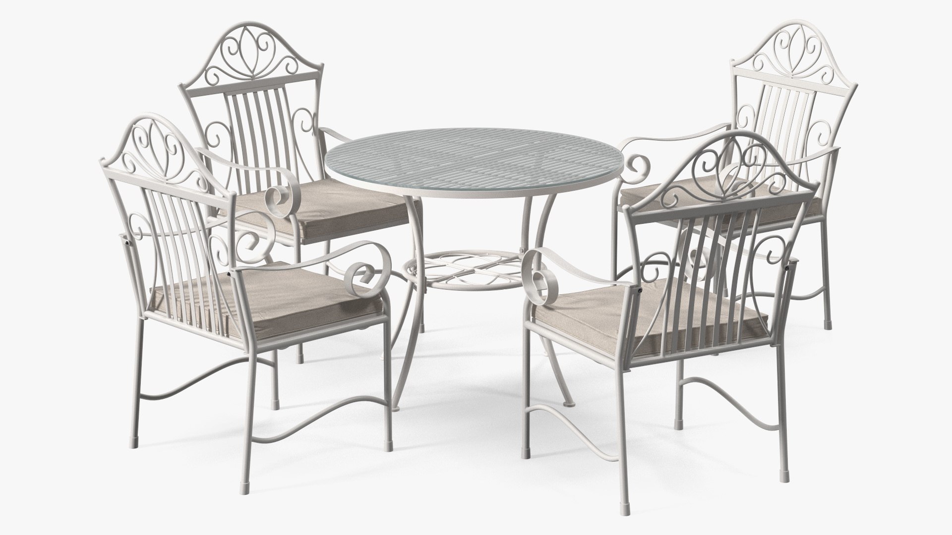 3D White Wrought Iron Furniture model - TurboSquid 2111733
