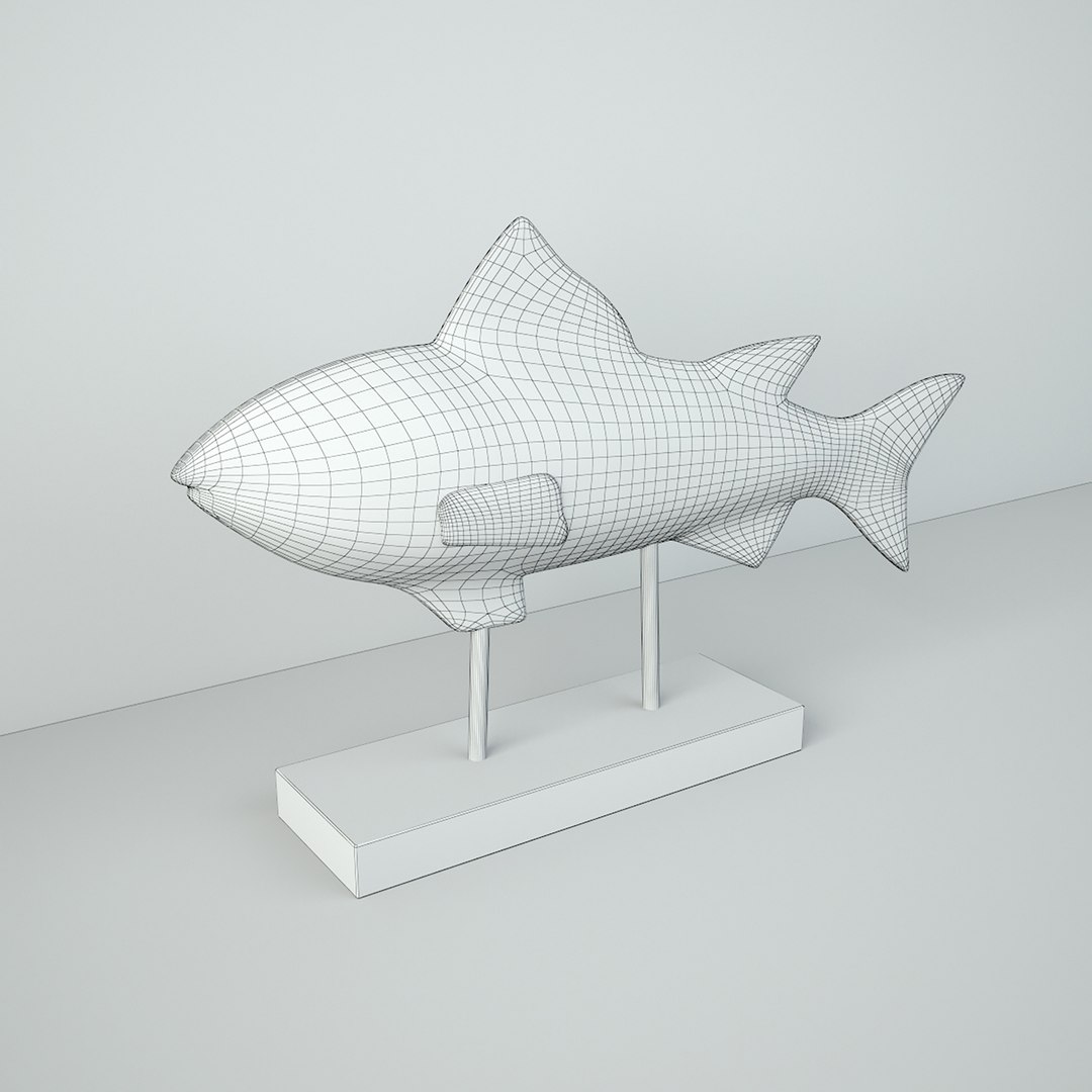 3D model Rustic Wood Fish Statue - TurboSquid 2129745