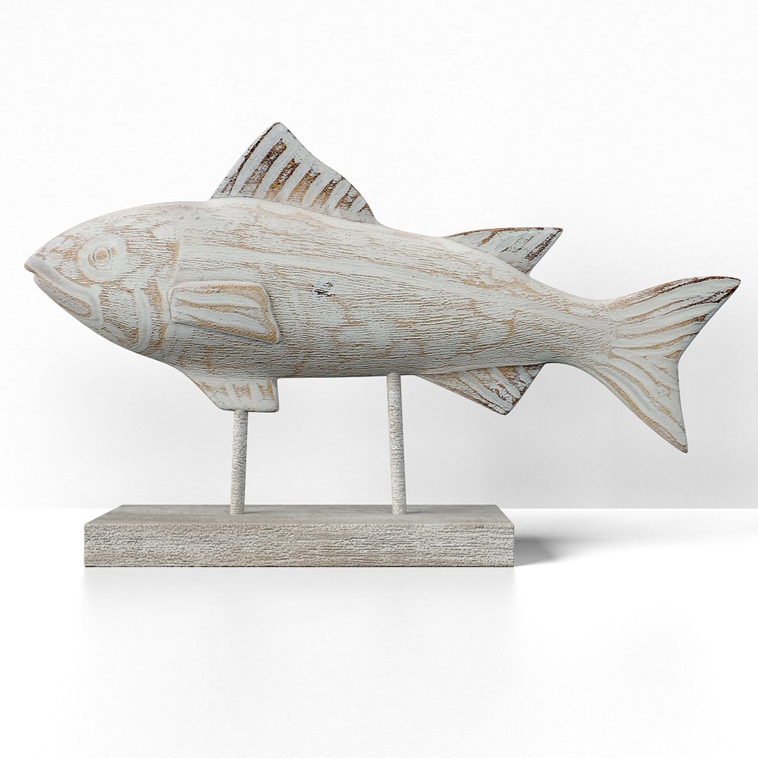 3D model Rustic Wood Fish Statue - TurboSquid 2129745