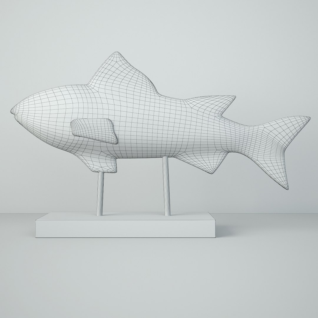 3D model Rustic Wood Fish Statue - TurboSquid 2129745