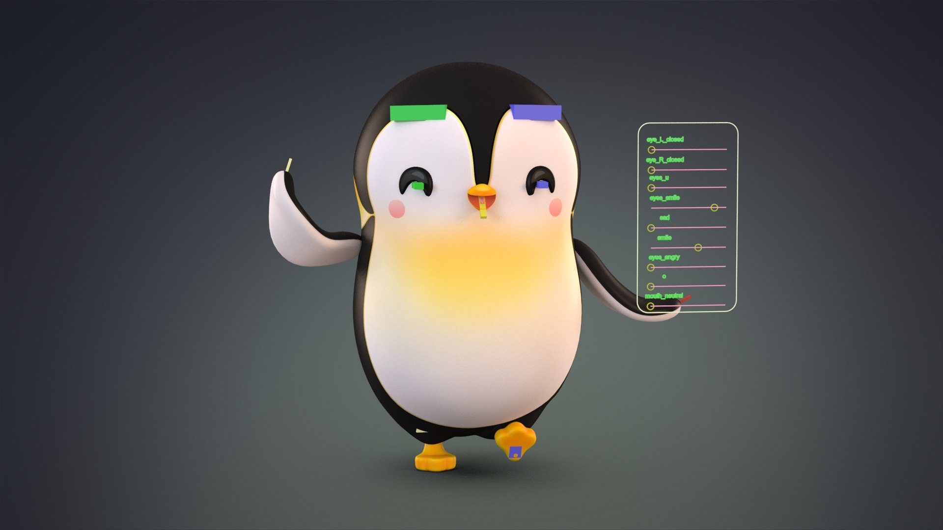 Cute cartoon penguin model - TurboSquid 1429895