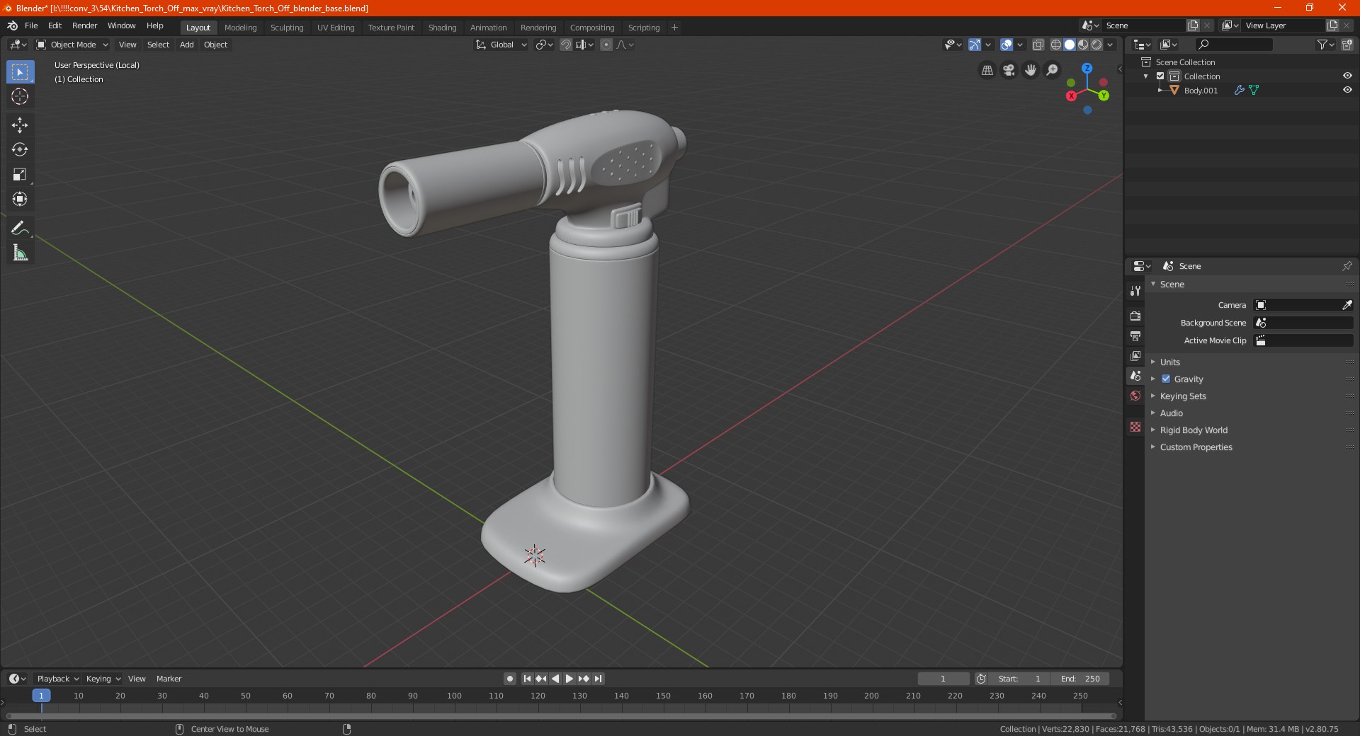 Kitchen Torch Off 3D Model - TurboSquid 1781669