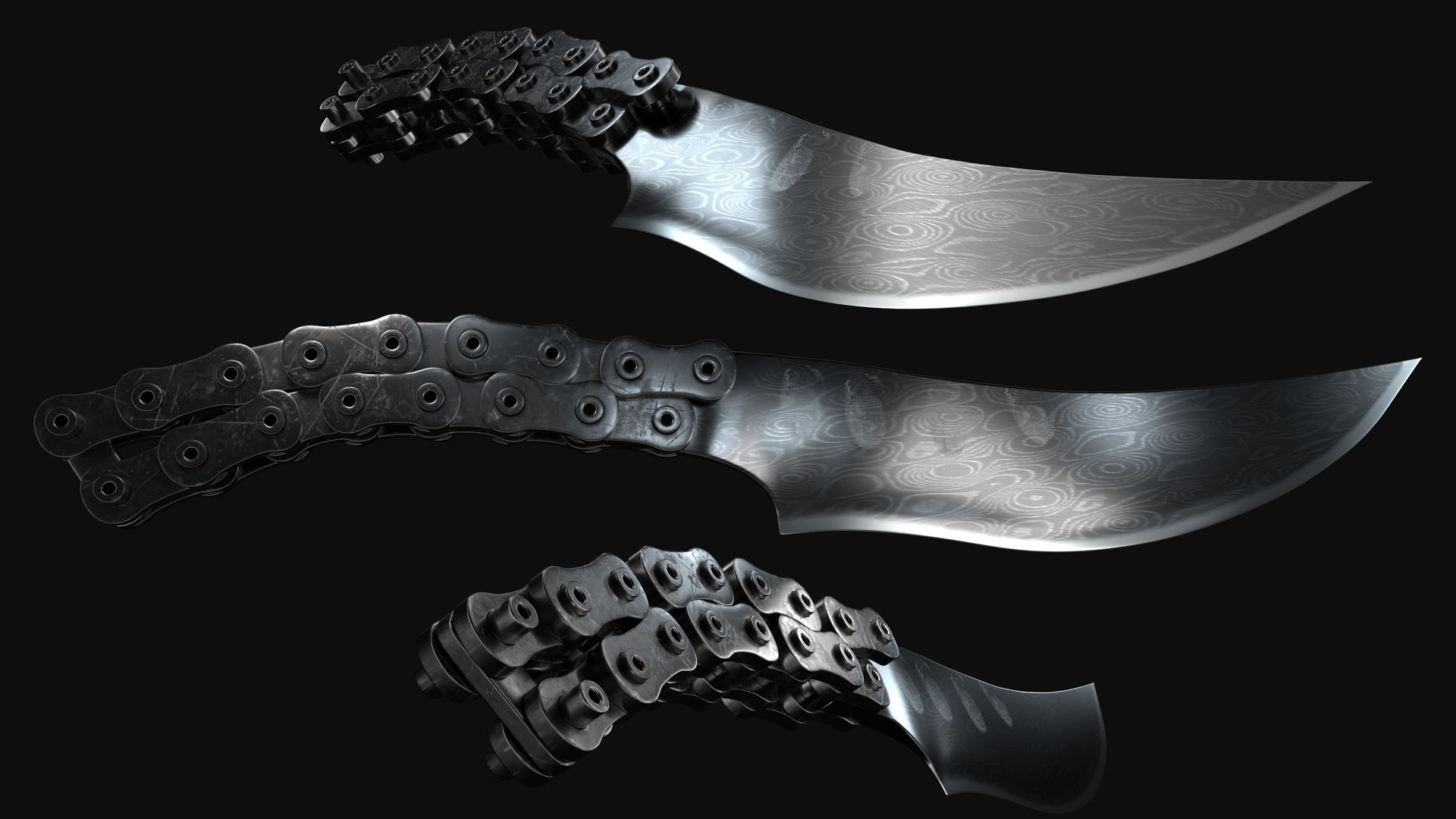 Damascus knife chains model - TurboSquid 1286521