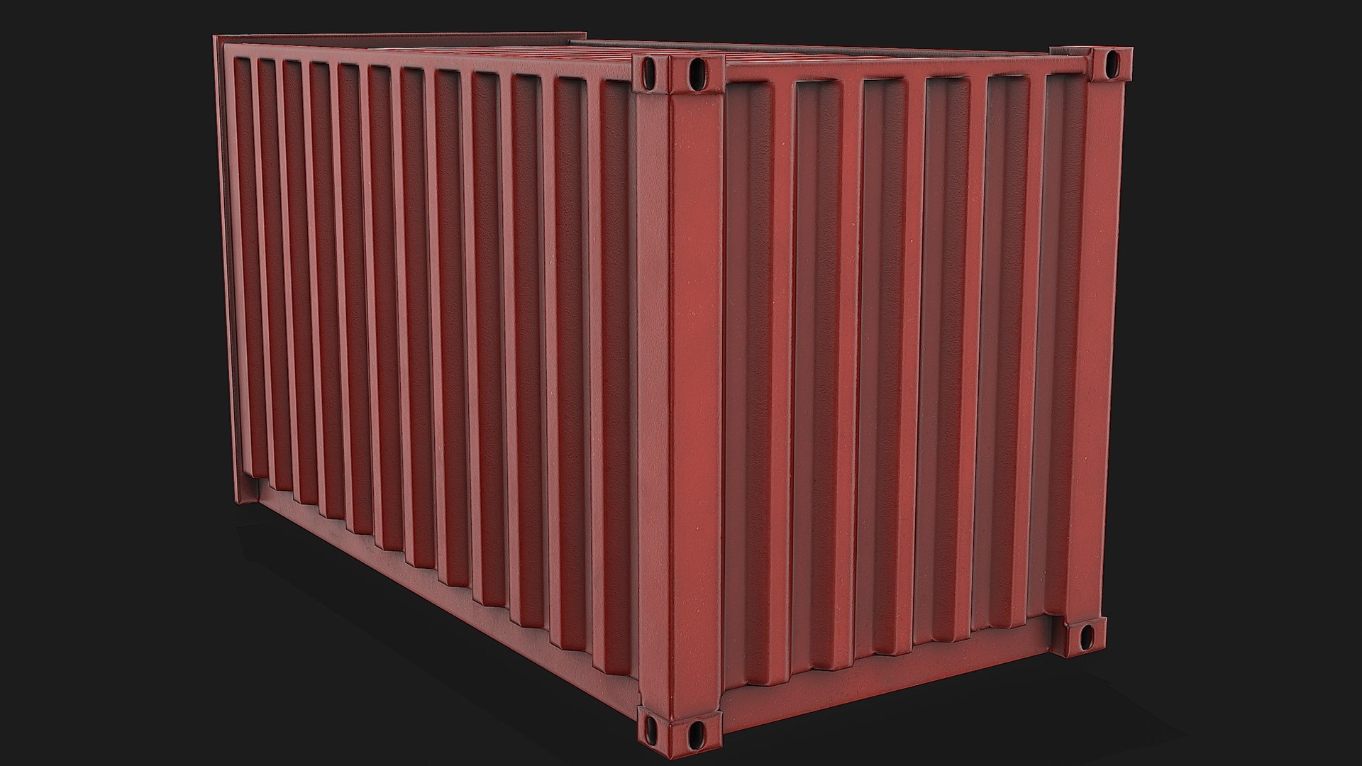 3D 16ft Container With Roll-Up Door - Red - TurboSquid 2150210