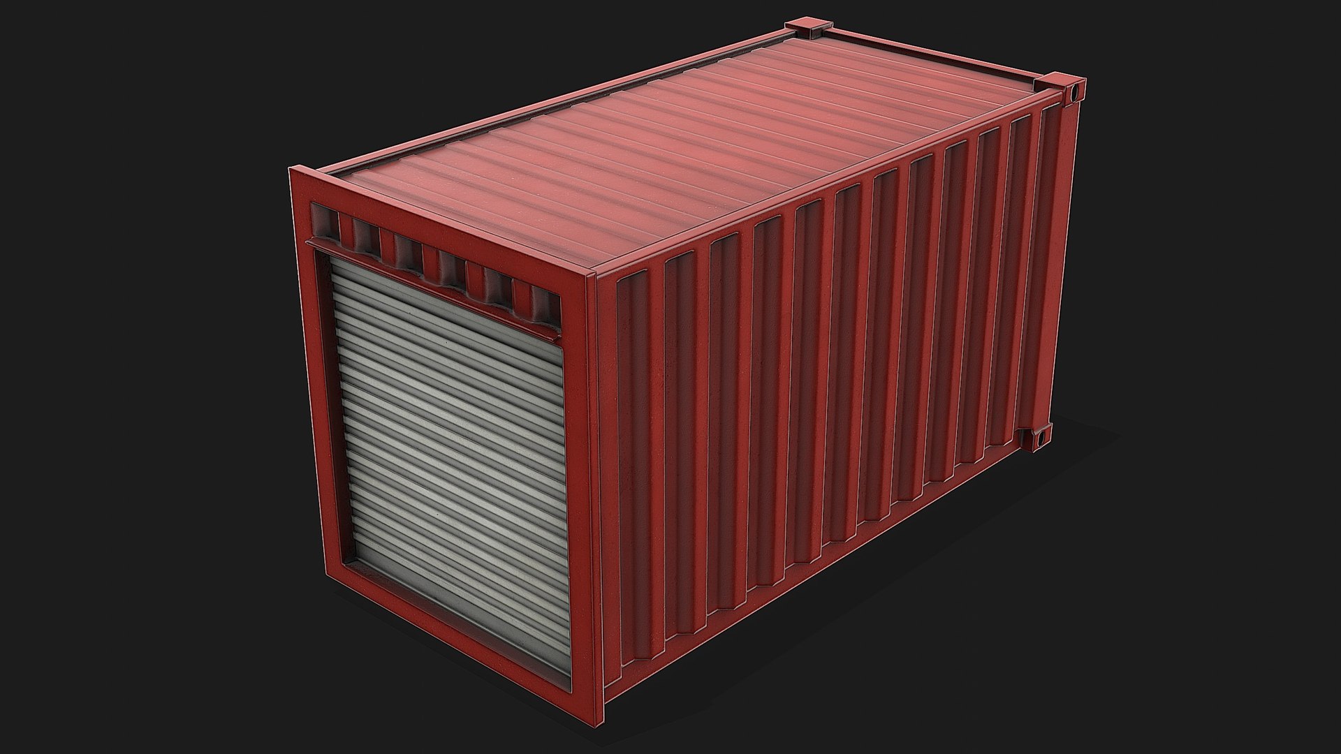 3D 16ft Container With Roll-Up Door - Red - TurboSquid 2150210