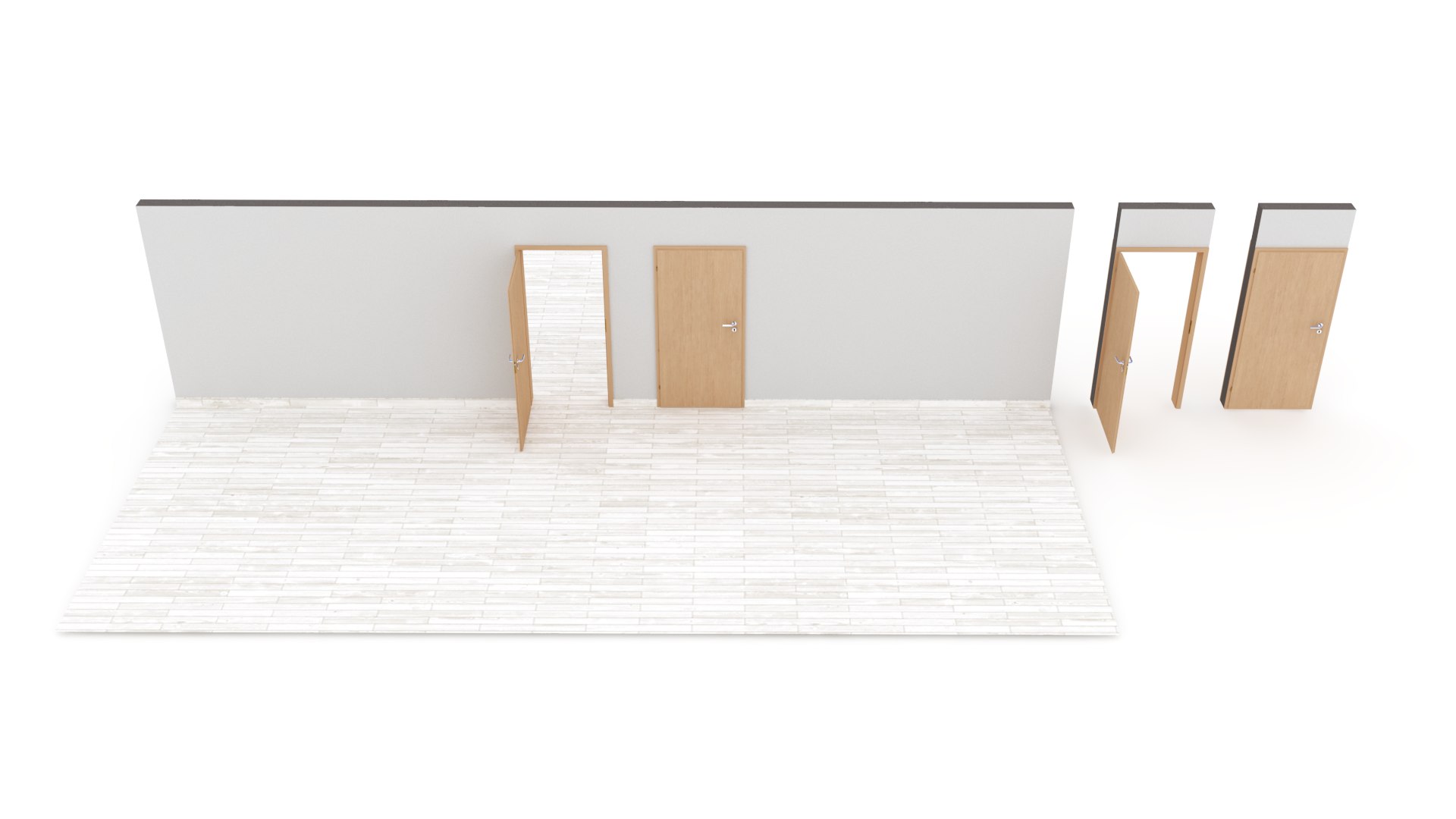 3D Model Wood Interior Door - Full Wall Section - TurboSquid 2057554