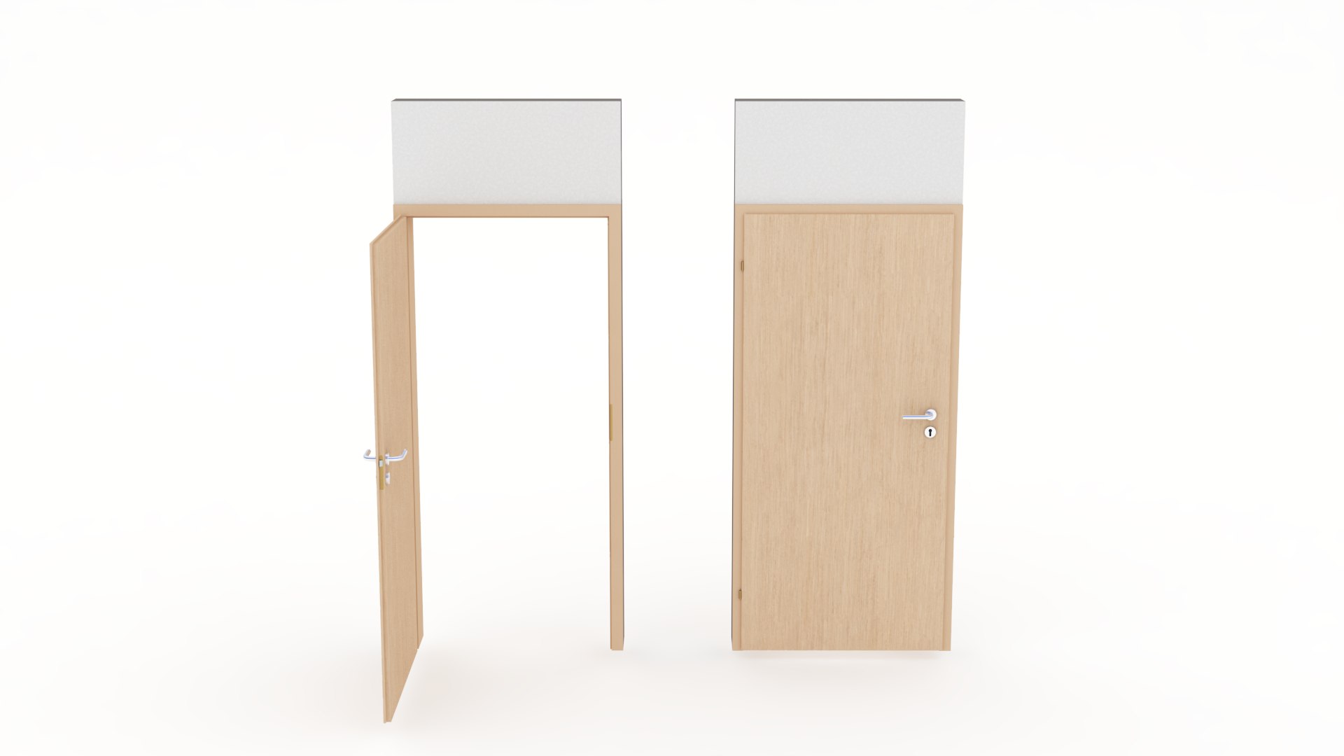 3D Model Wood Interior Door - Full Wall Section - TurboSquid 2057554
