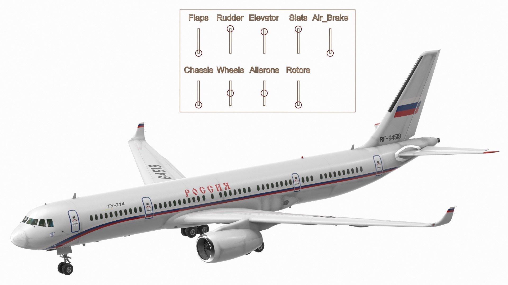3D Tupolev Tu-214 Russian Government Airliner Rigged - TurboSquid 1951680
