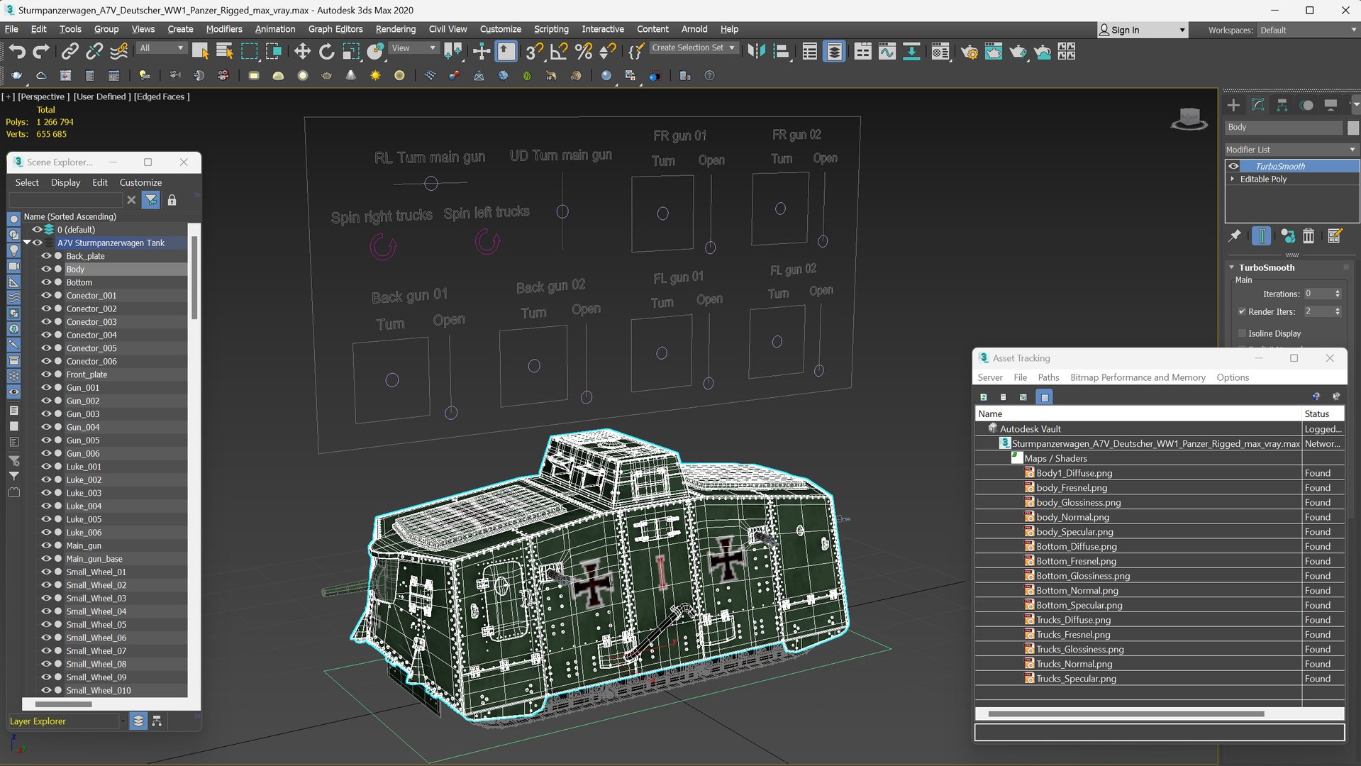 Sturmpanzerwagen A7V Deutscher WW1 Panzer Rigged 3D Model - TurboSquid ...