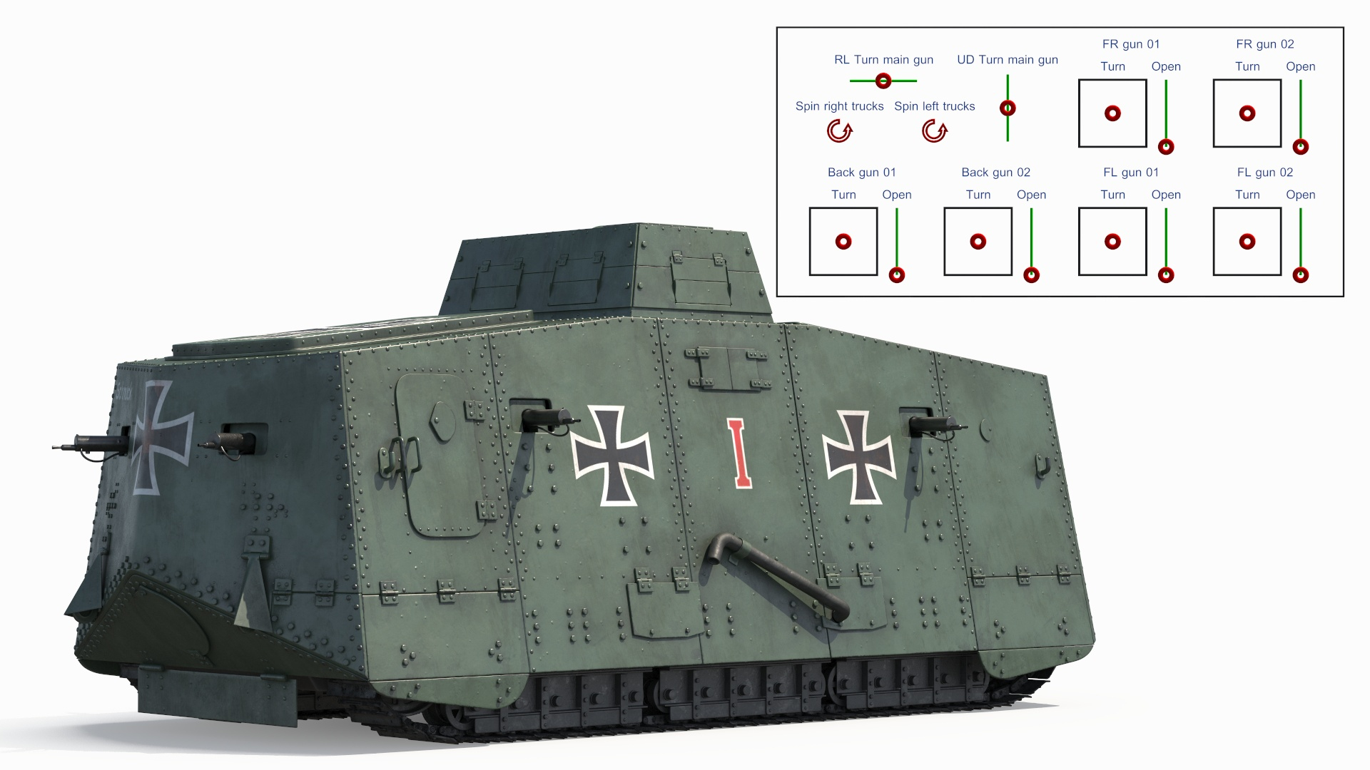 Sturmpanzerwagen A7V Deutscher WW1 Panzer Rigged 3D Model - TurboSquid ...