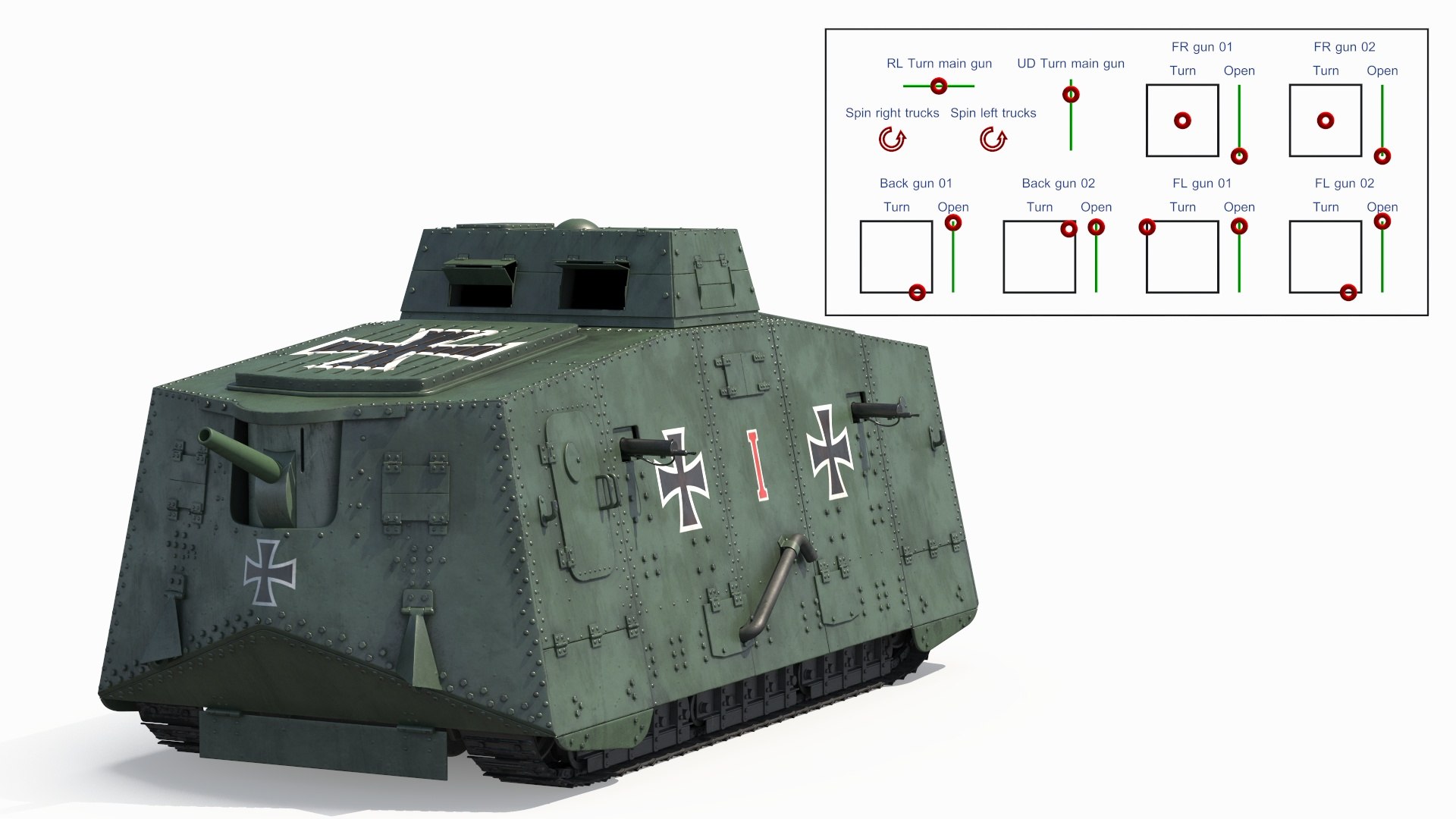 Sturmpanzerwagen A7V Deutscher WW1 Panzer Rigged 3D Model - TurboSquid ...