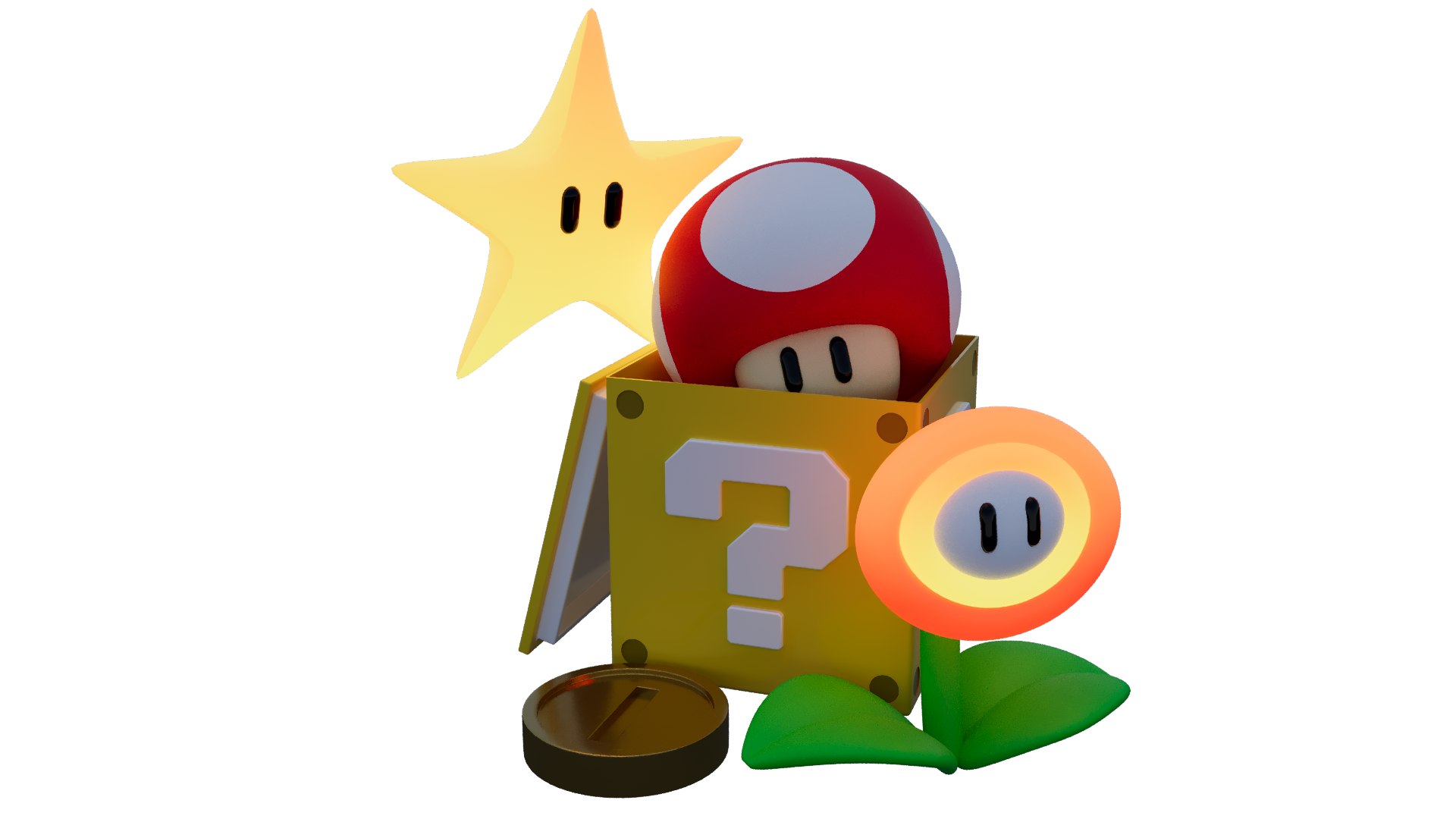 3D SUPER MARIO POWER-UPS - TurboSquid 2052447