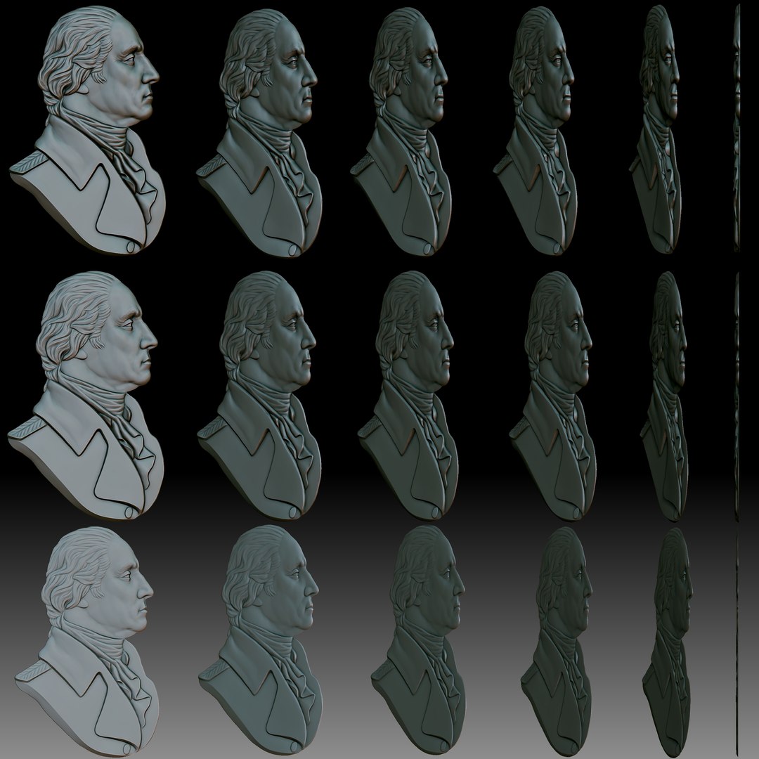 3D Washington Portrait - Bas-relief For CNC Router Or 3D Printer Model ...