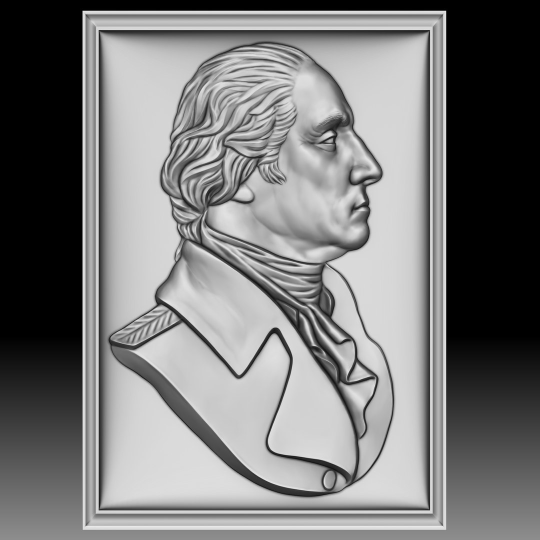 3D Washington Portrait - Bas-relief For CNC Router Or 3D Printer Model ...
