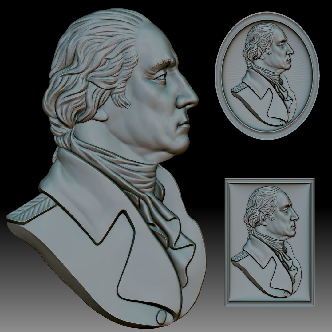 3D Washington Portrait - Bas-relief For CNC Router Or 3D Printer Model ...
