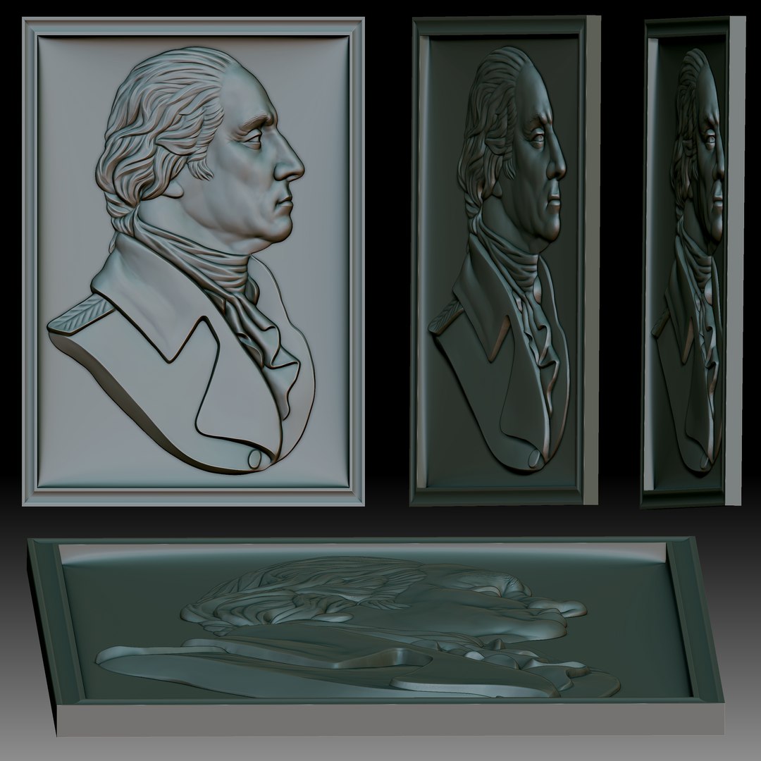 3D Washington Portrait - Bas-relief For CNC Router Or 3D Printer Model ...