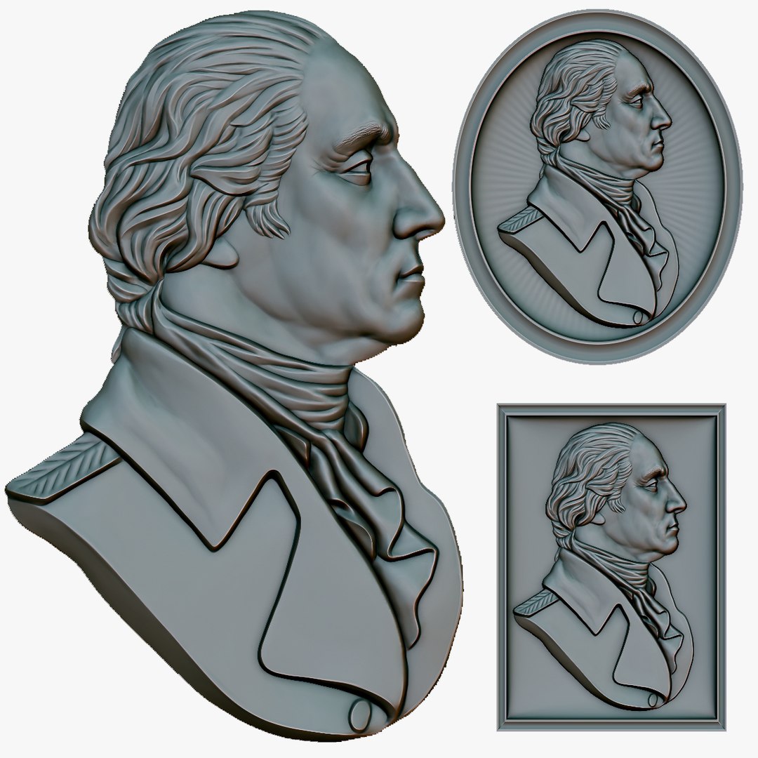3D Washington Portrait - Bas-relief For CNC Router Or 3D Printer Model ...