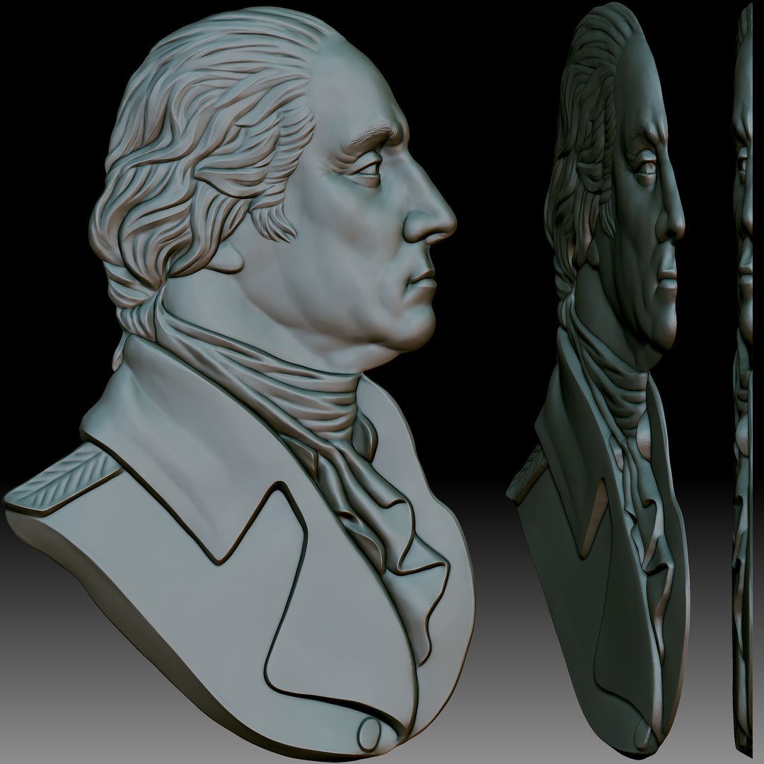 3D Washington Portrait - Bas-relief For CNC Router Or 3D Printer Model ...