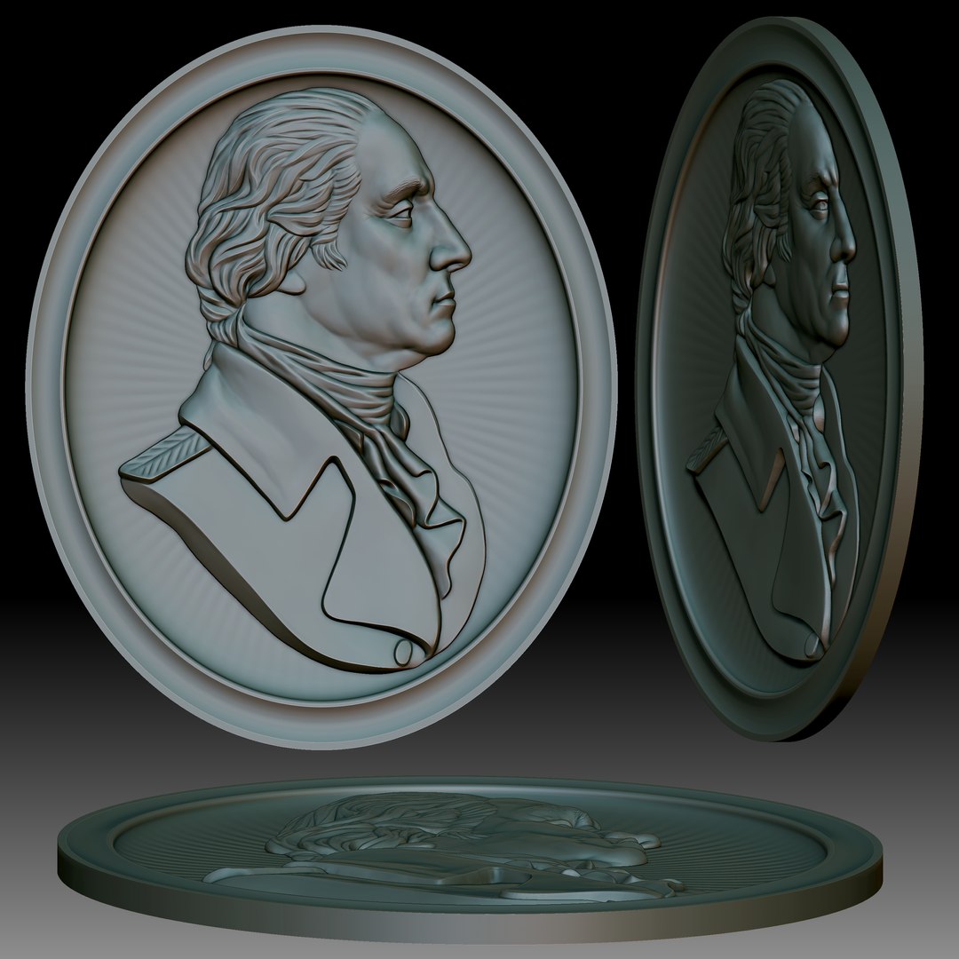 3D Washington Portrait - Bas-relief For CNC Router Or 3D Printer Model ...