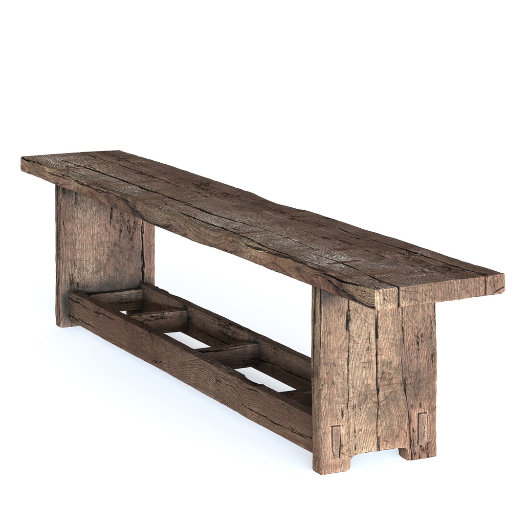 3D Model Old Wood Bench - TurboSquid 1753964