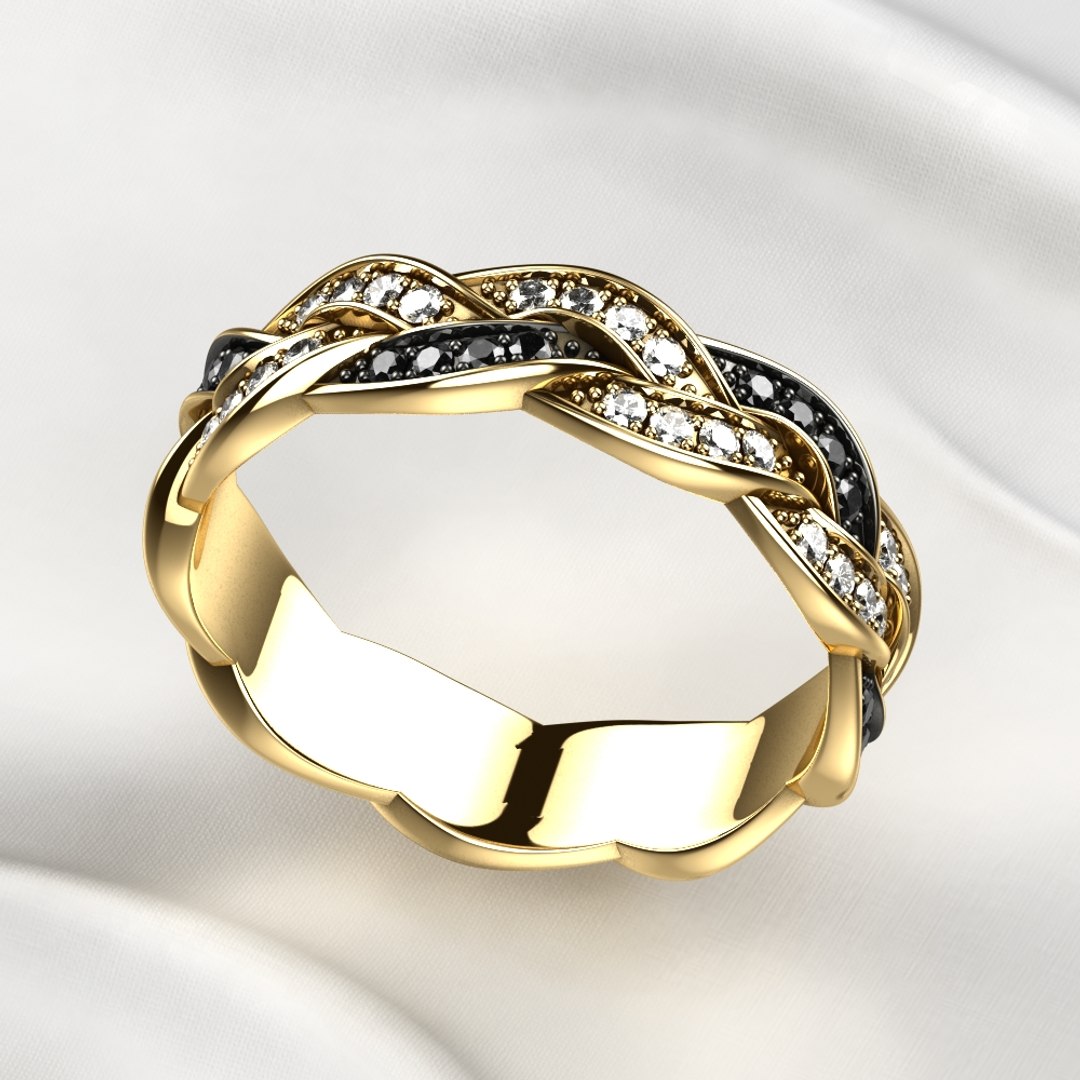 3D Braid Design Rhodium Plating Gold Ring - TurboSquid 1882122