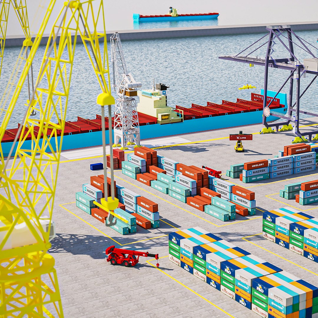 Container Terminal Port 3D - TurboSquid 1943239