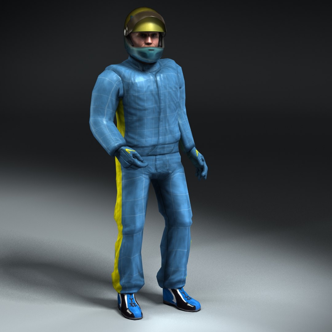 3d rigged racing driver model