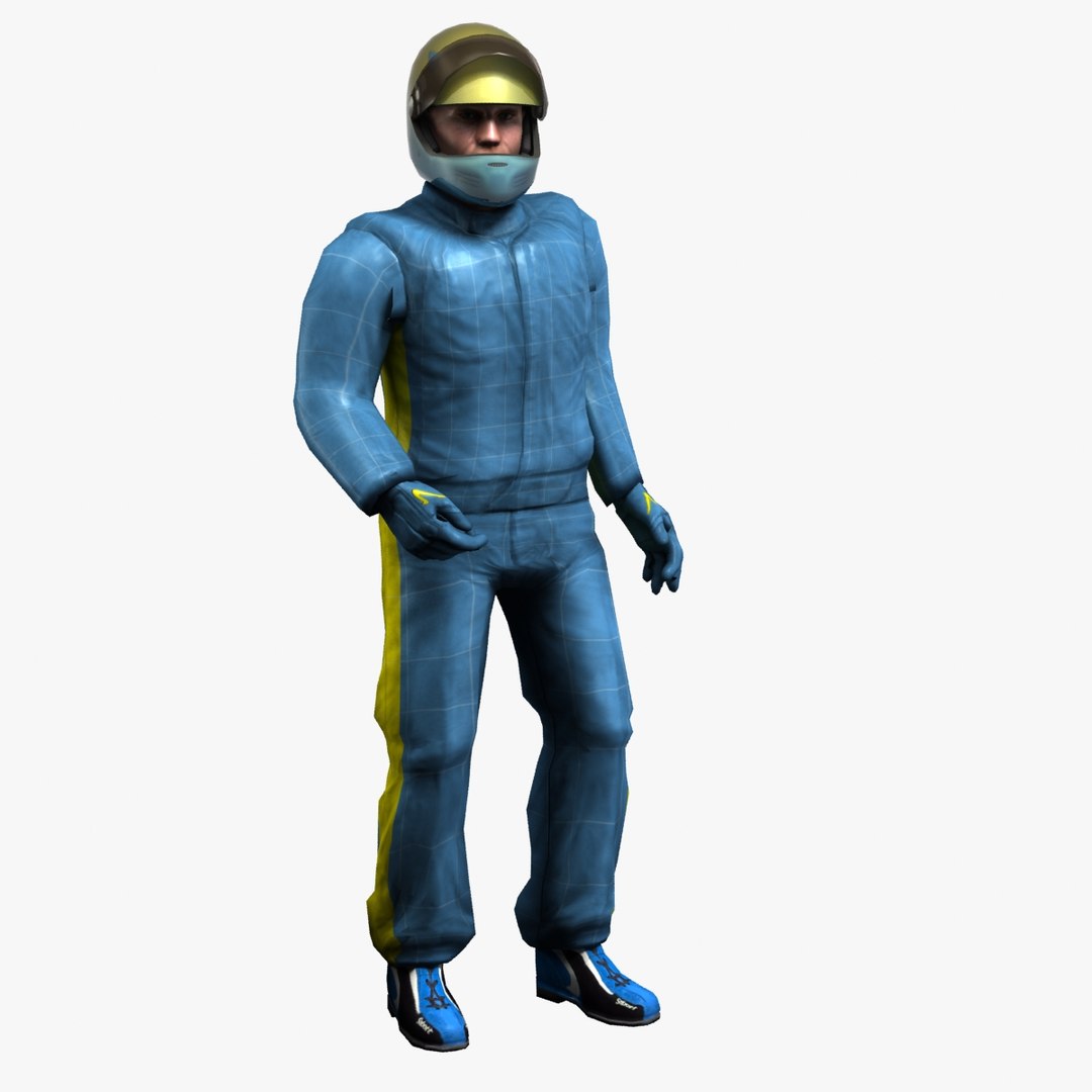 3d rigged racing driver model