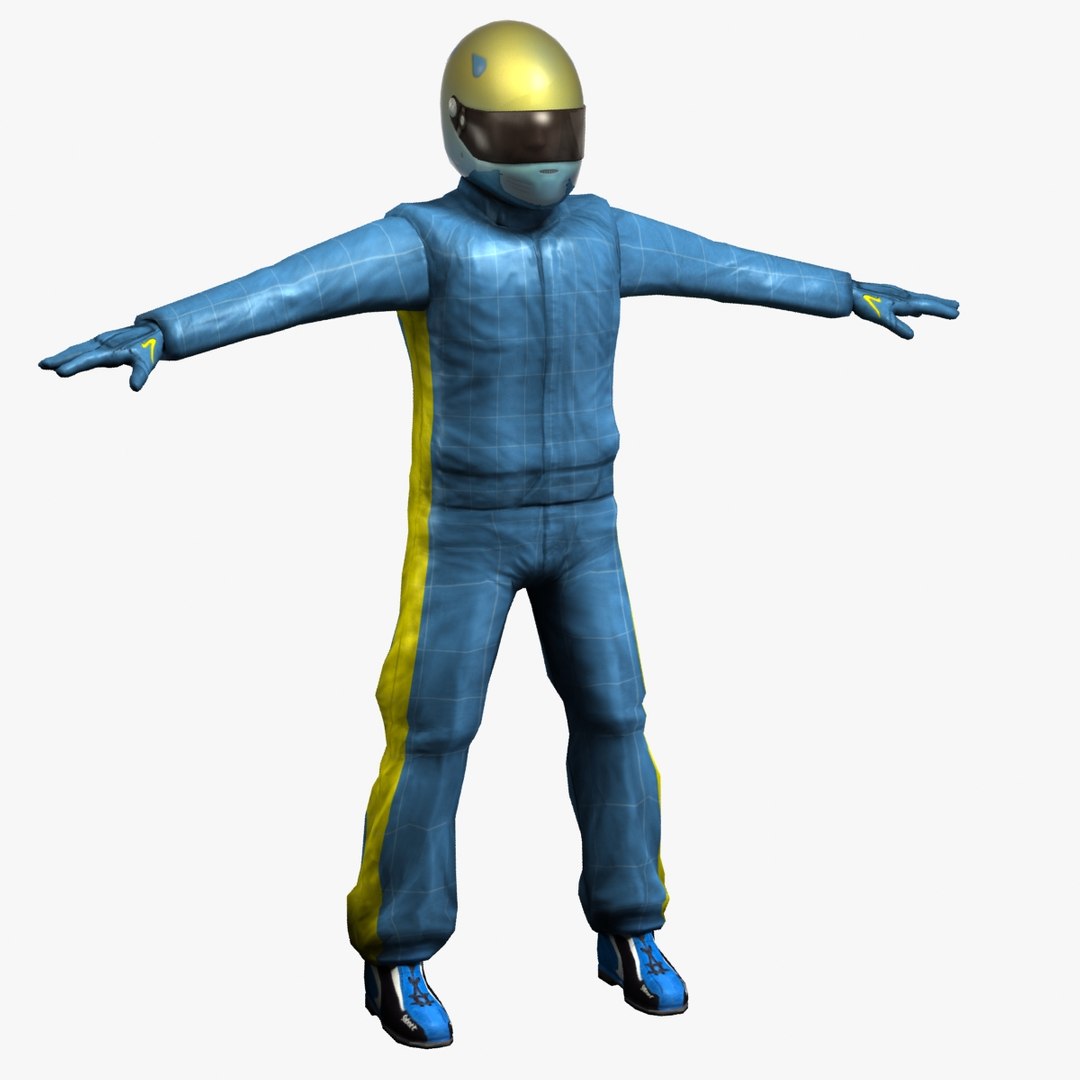 3d rigged racing driver model