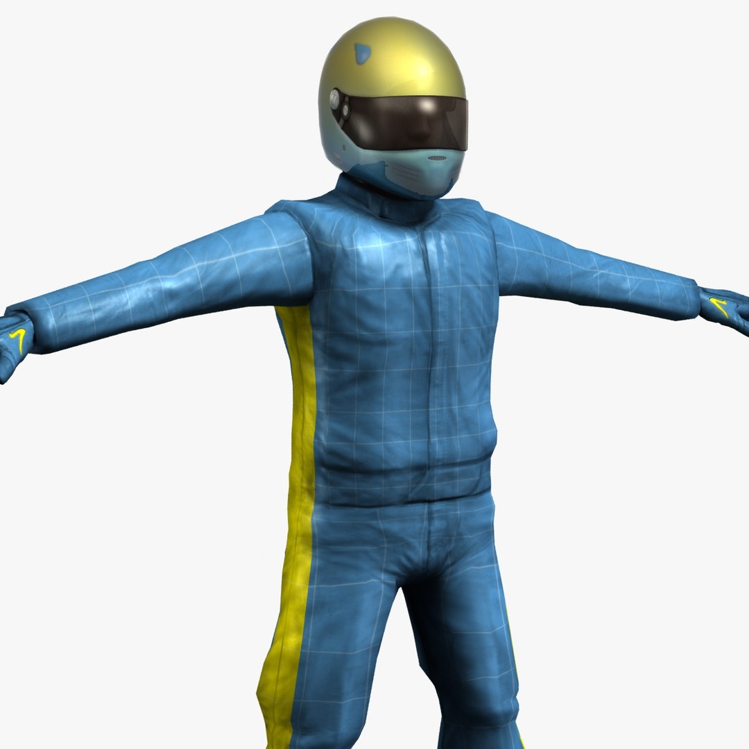 3d rigged racing driver model